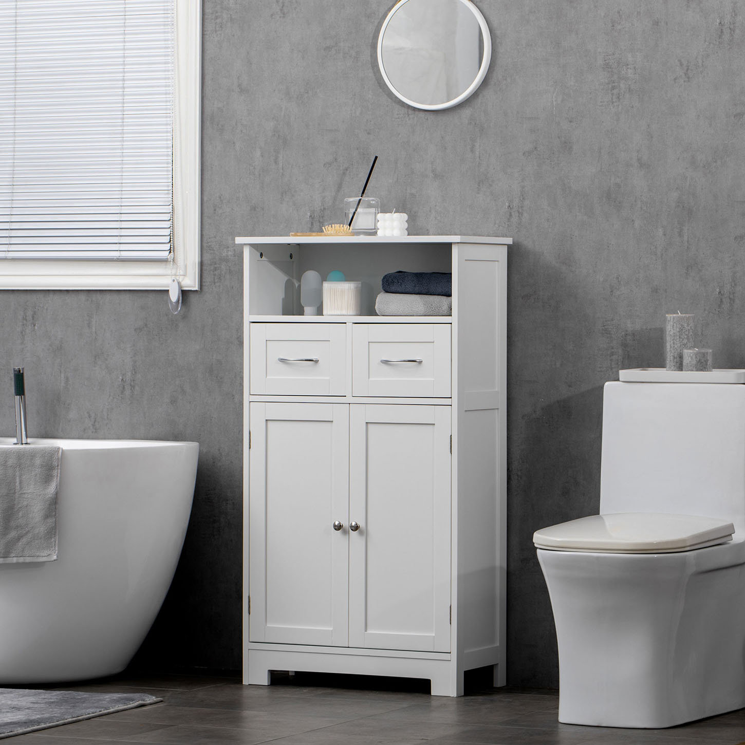 Winston Porter Bathroom Cabinet Organizer, Freestanding Small Storage ...