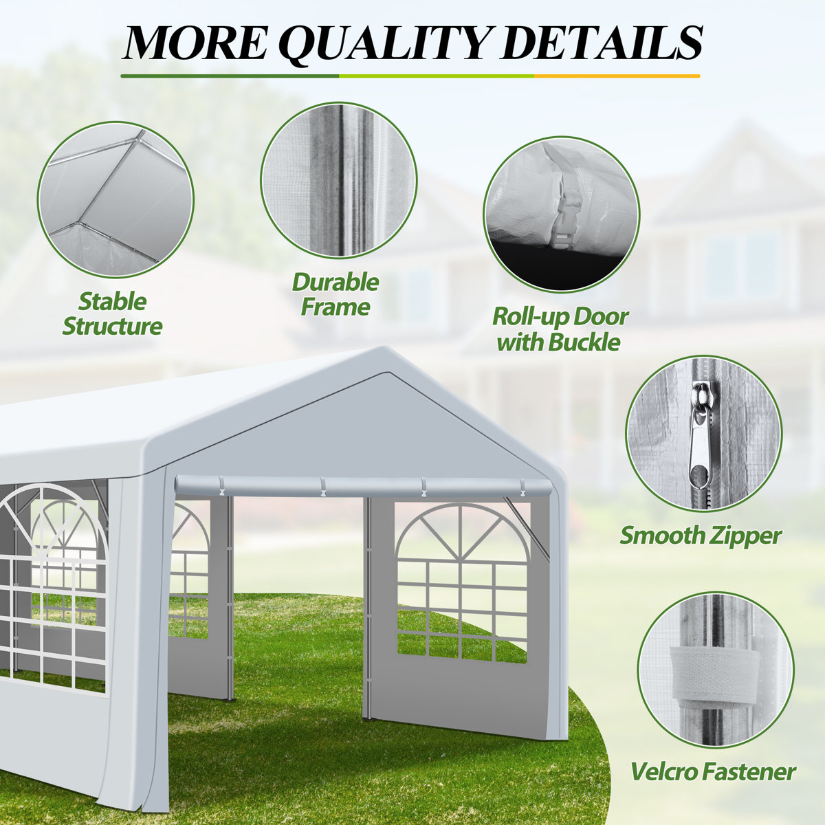 COVERONICS Outdoor Galvanized Steel Party Tent - Heavy Duty Removable ...