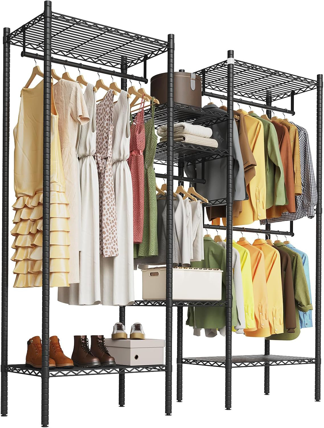 Latitude Run® Heavy-Duty 4-Tier Garment Rack with Shelves, 850lbs ...