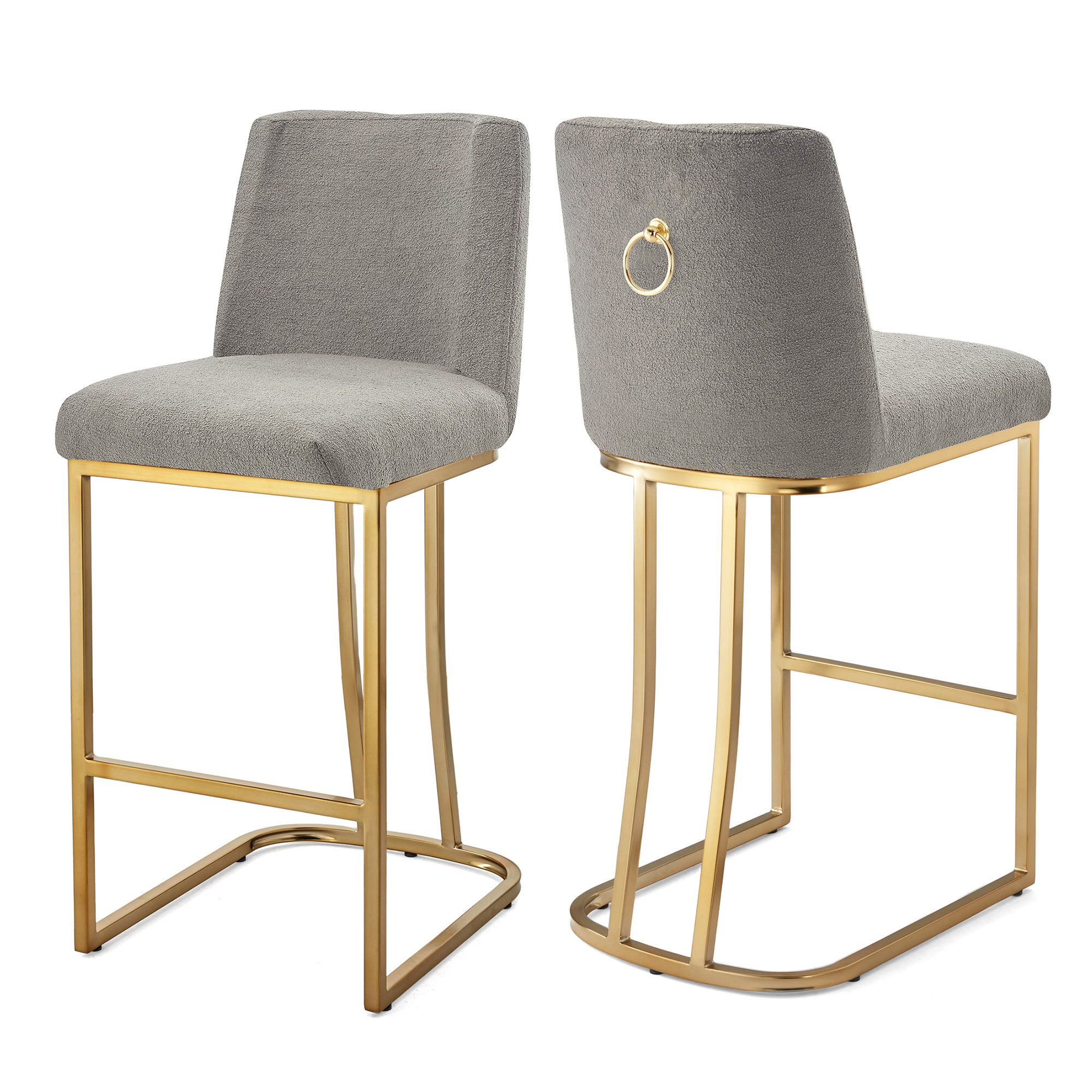 Everly Quinn Rumanah Upholstered Counter Stools With Metal Frame | Wayfair