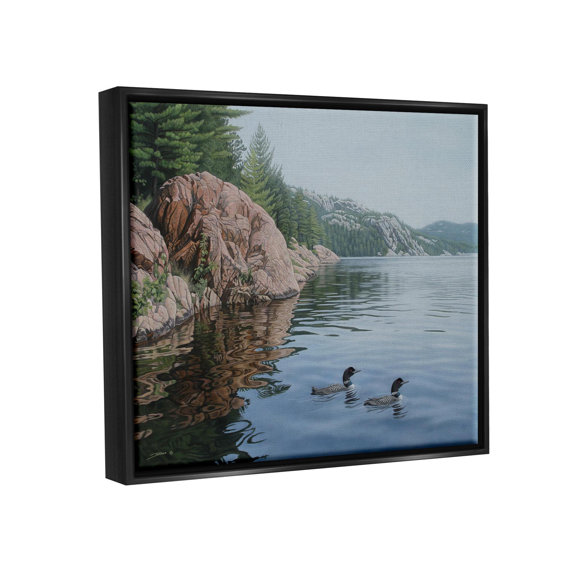 Stupell Industries Swimming Ducks Landscape Canvas Wall Art Design by ...