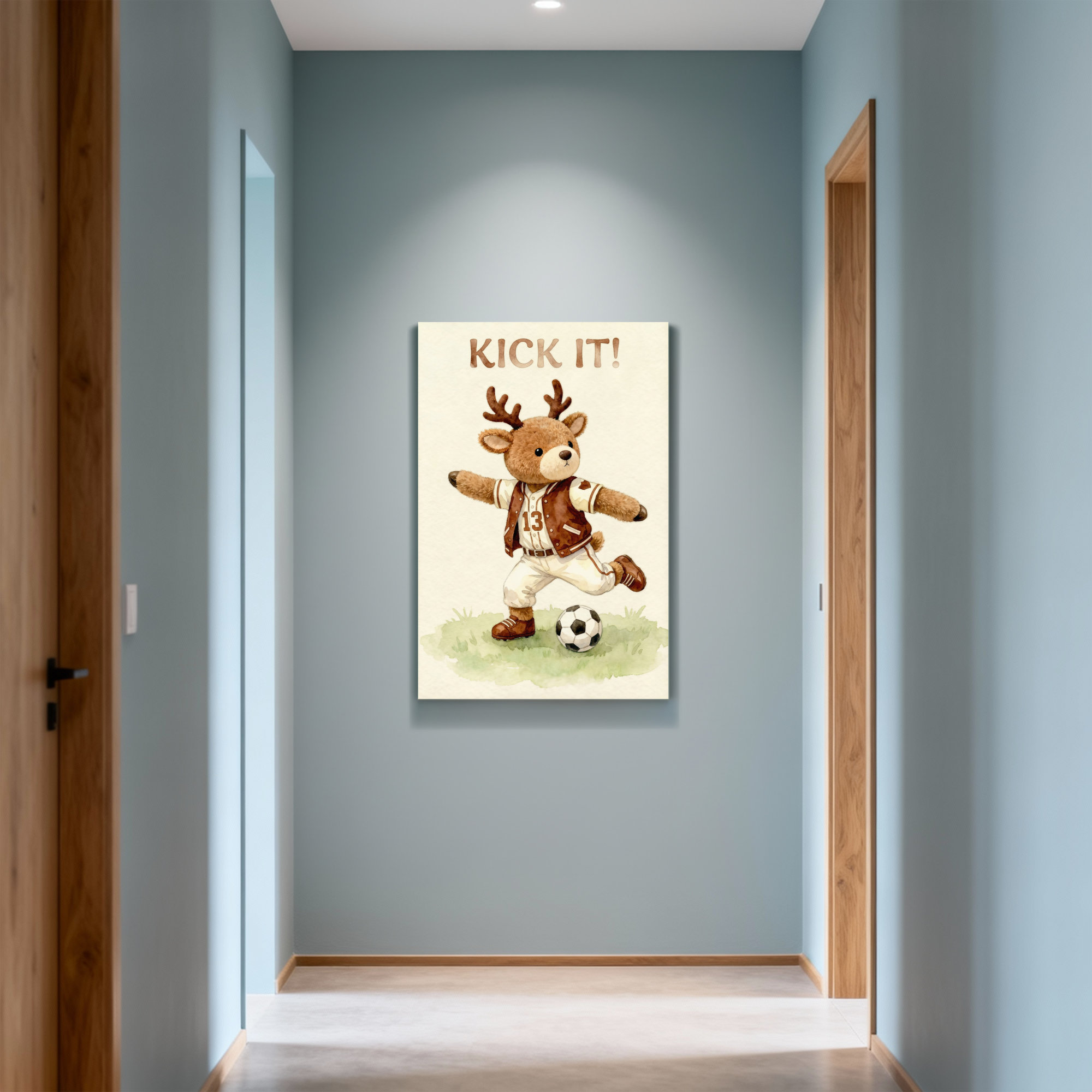 Astoria Grand Animals Deer Soccer Player Kick It Canvas Print | Wayfair
