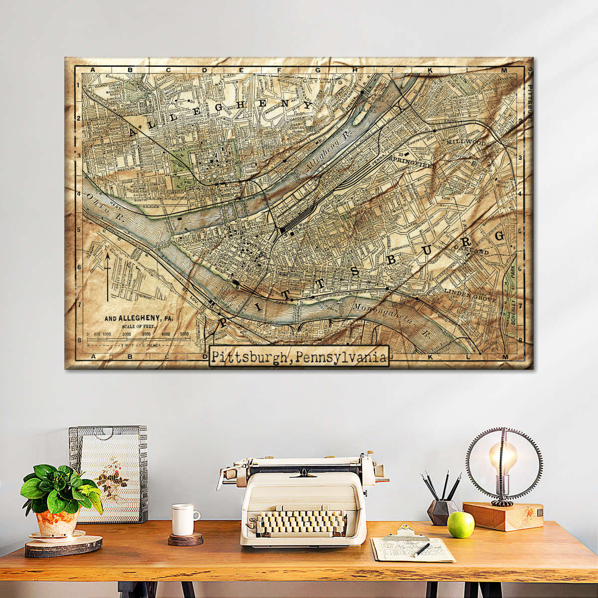 Williston Forge Vintage Pittsburgh City Map On Canvas Print | Wayfair