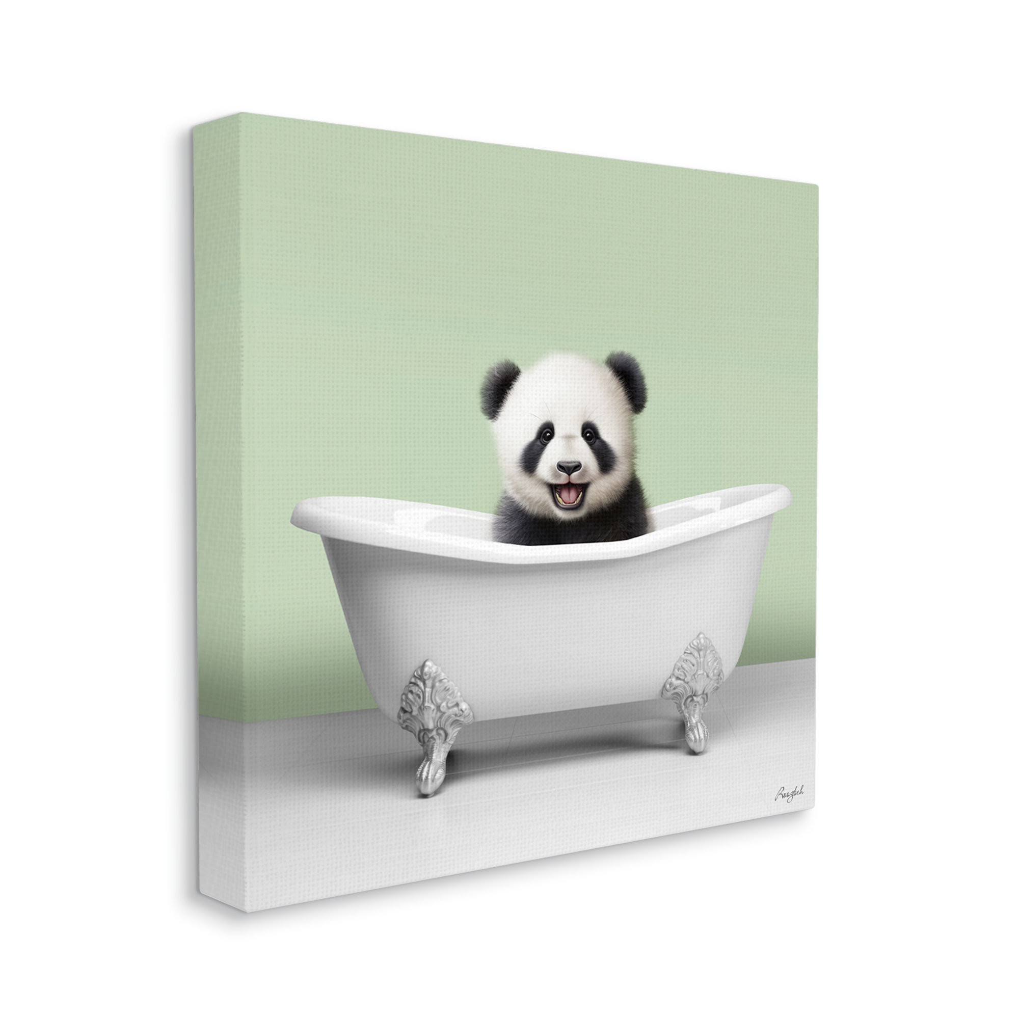 Trinx Happy Panda In Bathtub by Roozbeh | Wayfair