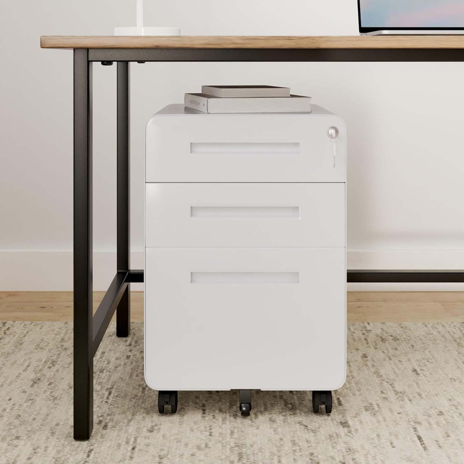 Inbox Zero Mobile File Cabinet For Home Office 3 Drawer File Cabinet ...