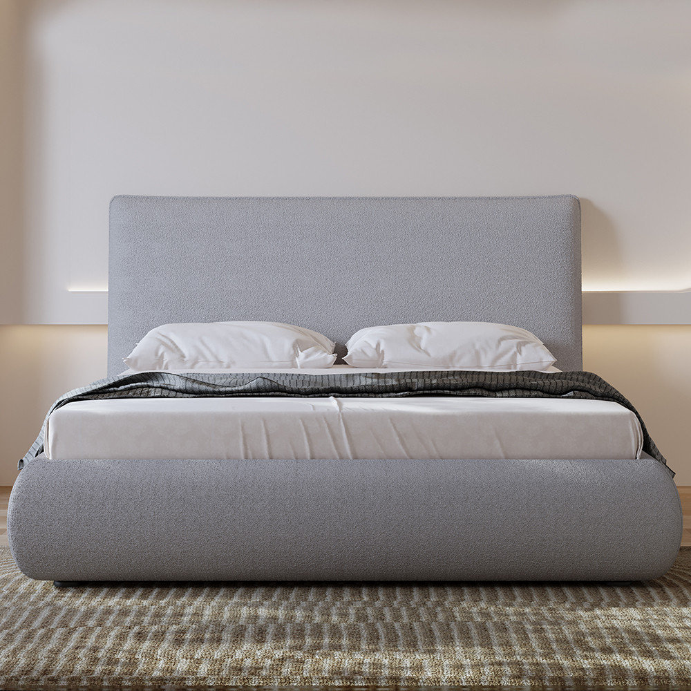 Latitude Run® Modern Platform Bed with Upholstered Headboard and Wood ...