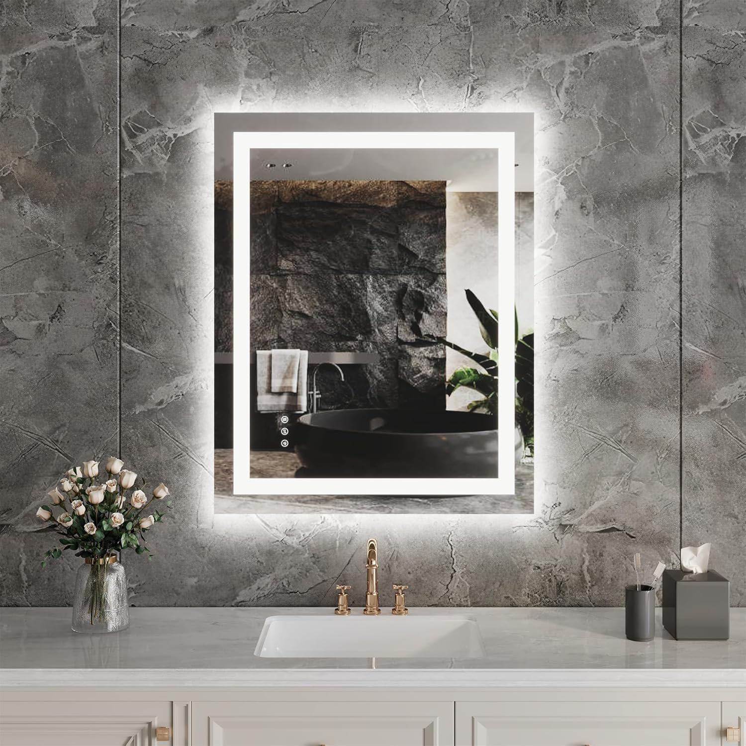 Wrought Studio™ LED Bathroom Mirror with Light, Backlight + Front Light ...