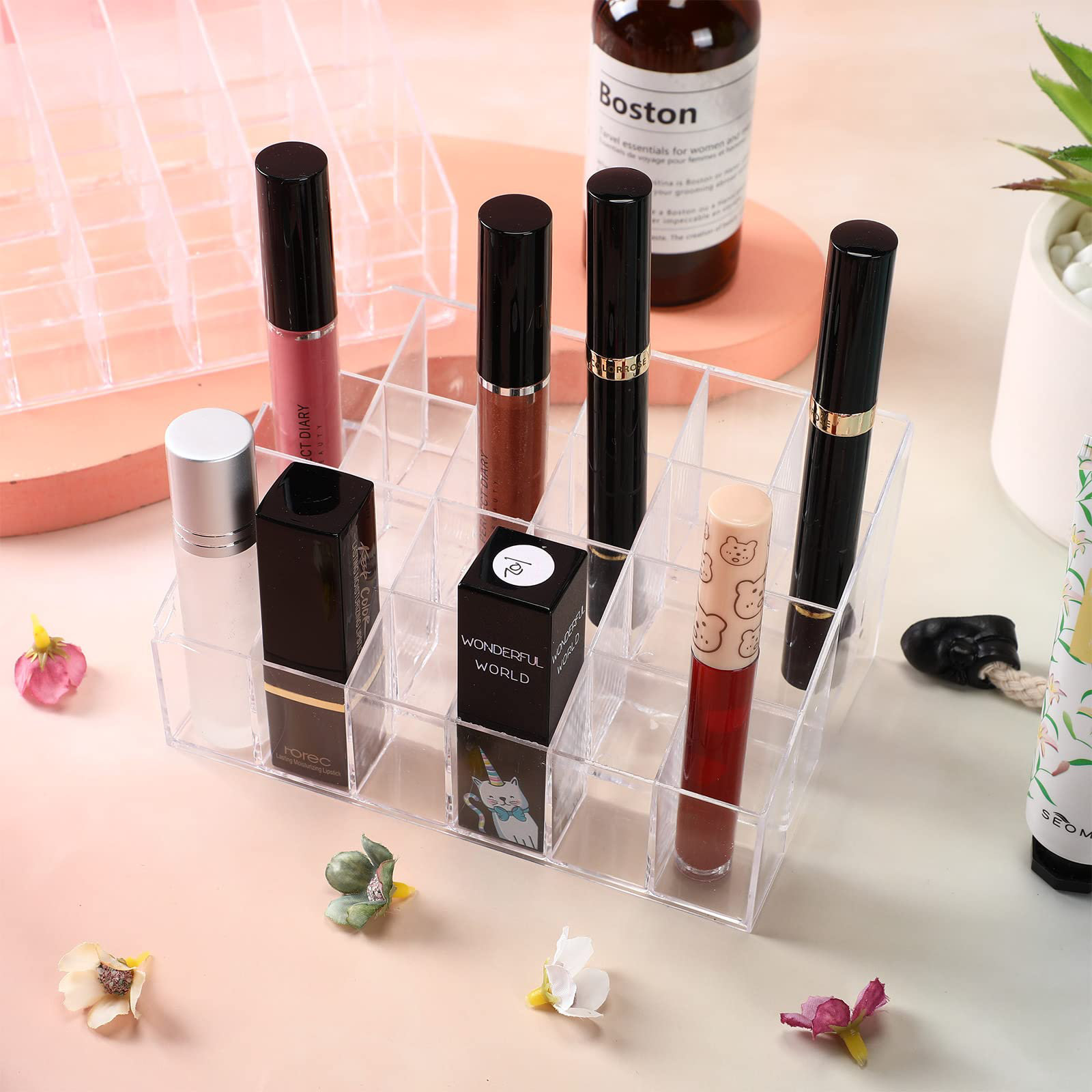 Rebrilliant 4-Pack Lipstick Storage Box, 24-Slot Acrylic Lipstick ...