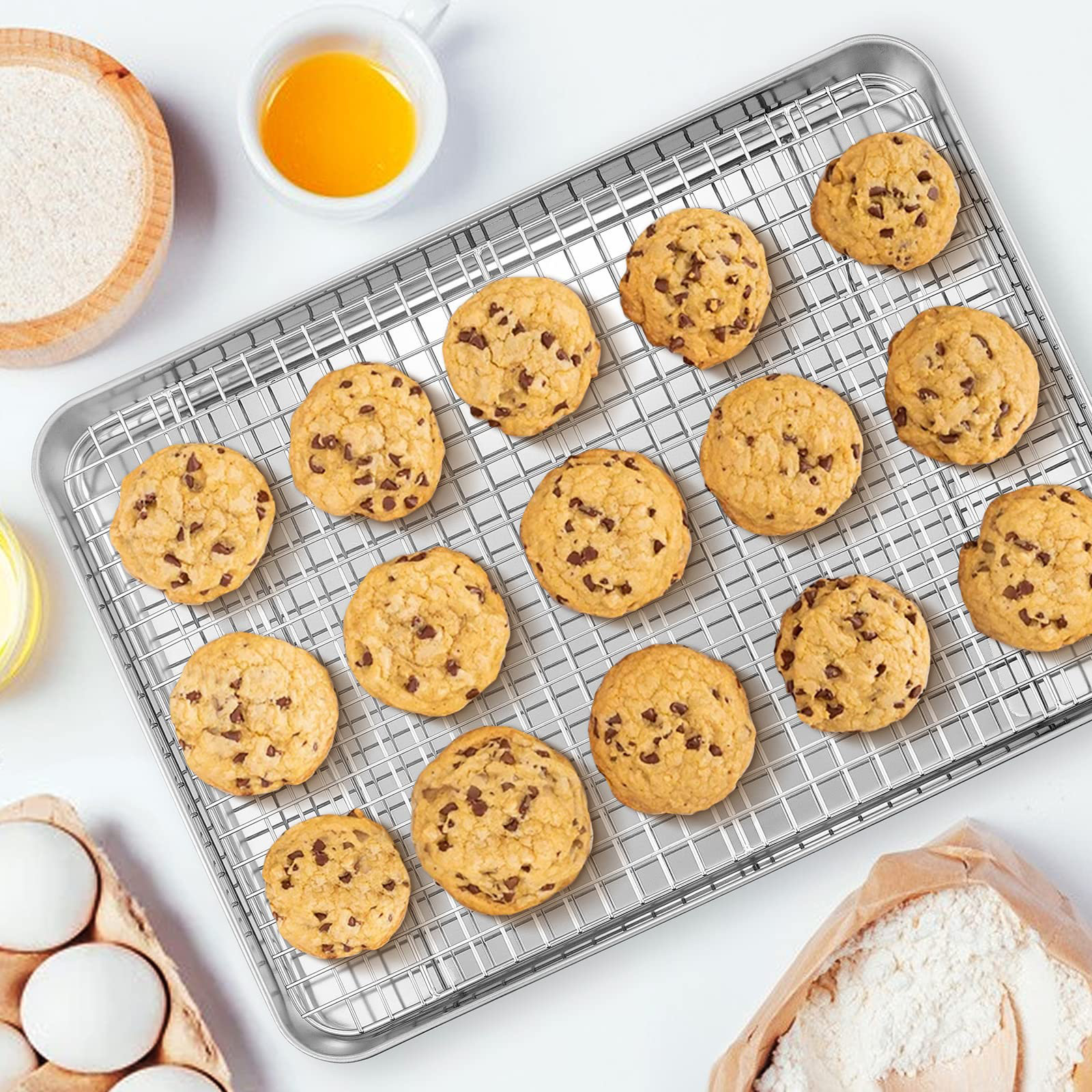 TUHOME FURNITURE LLC Set Of 2 Cooling Baking Racks, Stainless Steel ...