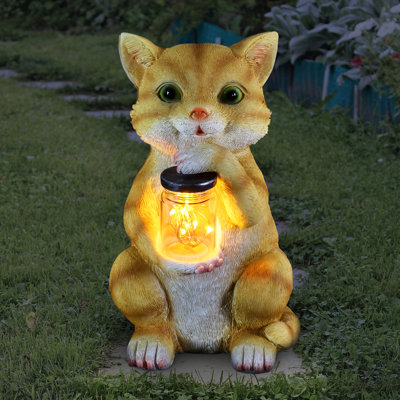 Exhart Solar Cat Playing with LED Crackle Ball Garden Statuary, 10.5 by ...