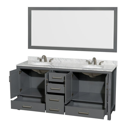 Wyndham Collection Sheffield 72'' Free Standing Double Bathroom Vanity ...