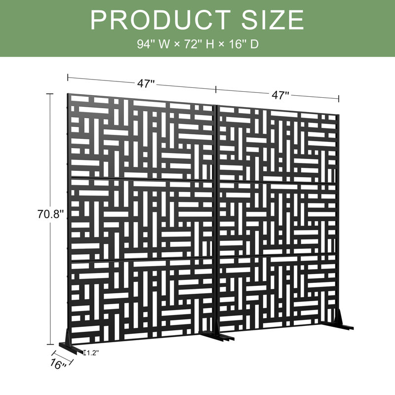Dovelina Metal 72" x 47" Privacy Metal Screen Fence Panel | Wayfair