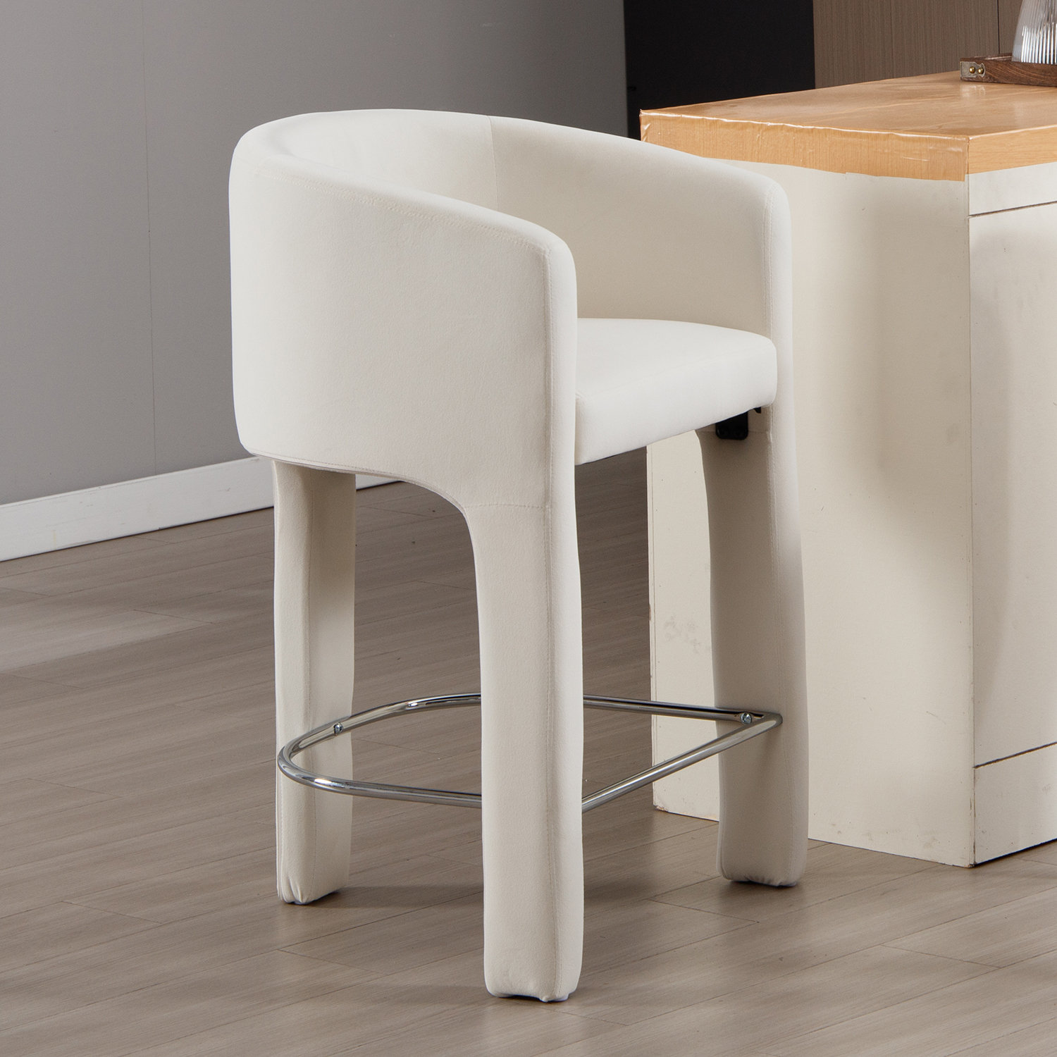 Mercer41 Modern Counter Height Bar Stools, 26" Barrel Bar Stools With ...