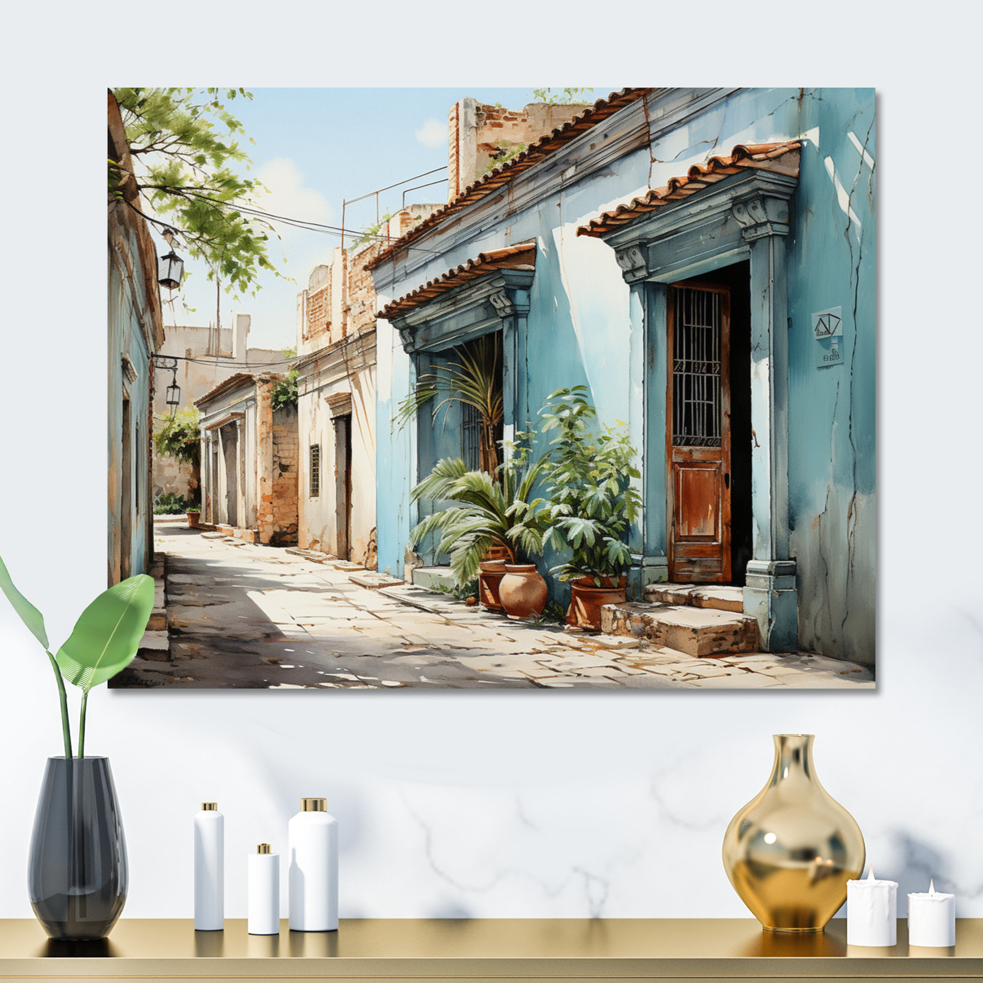 Red Barrel Studio Cuban Architecture Blue House II - Architecture Metal ...