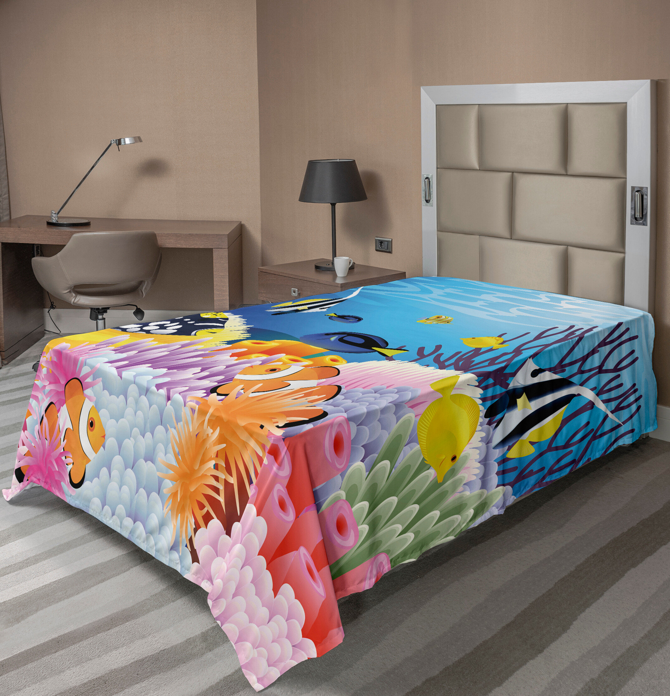 Ambesonne Fish Top Flat Sheet Fish Coral Reefs Multicolor | Wayfair
