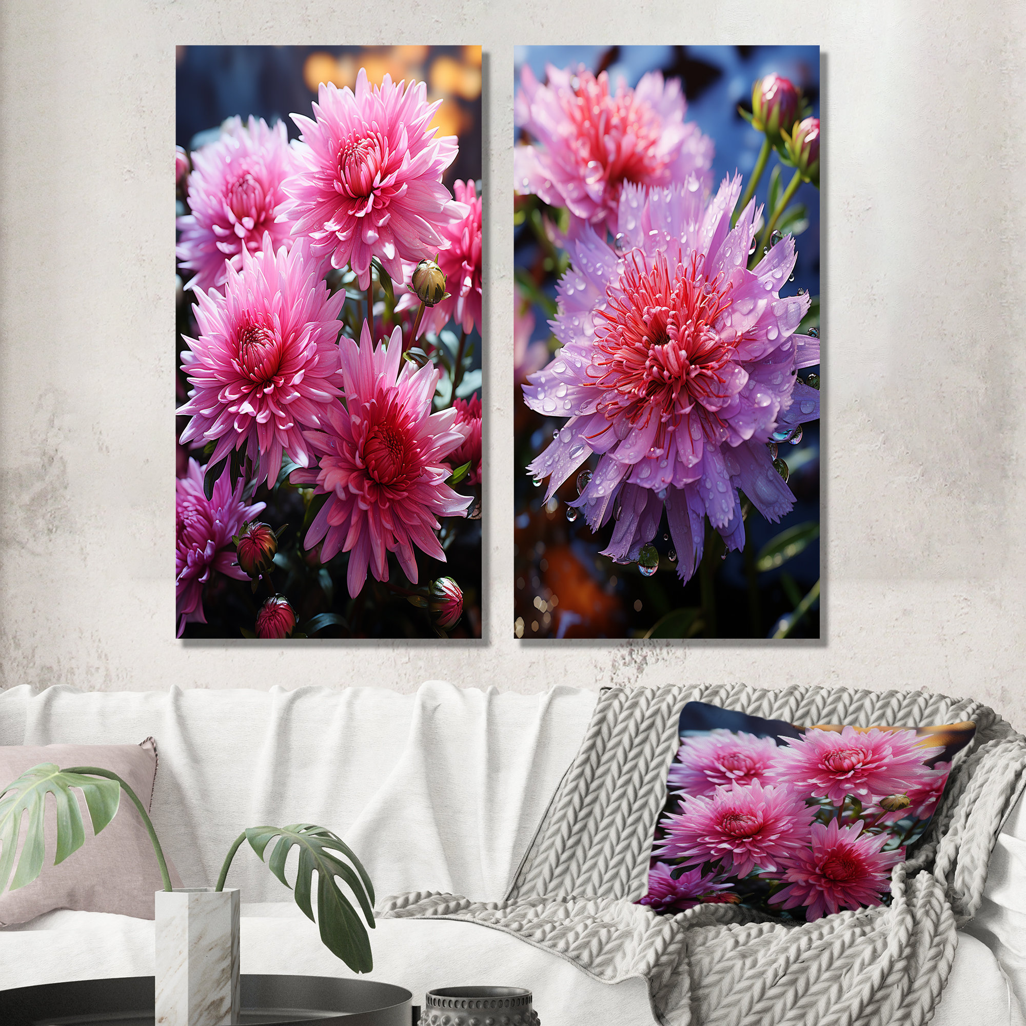 Ebern Designs Pink Mums Elegance In Forest I - Mums Wall Art Living ...