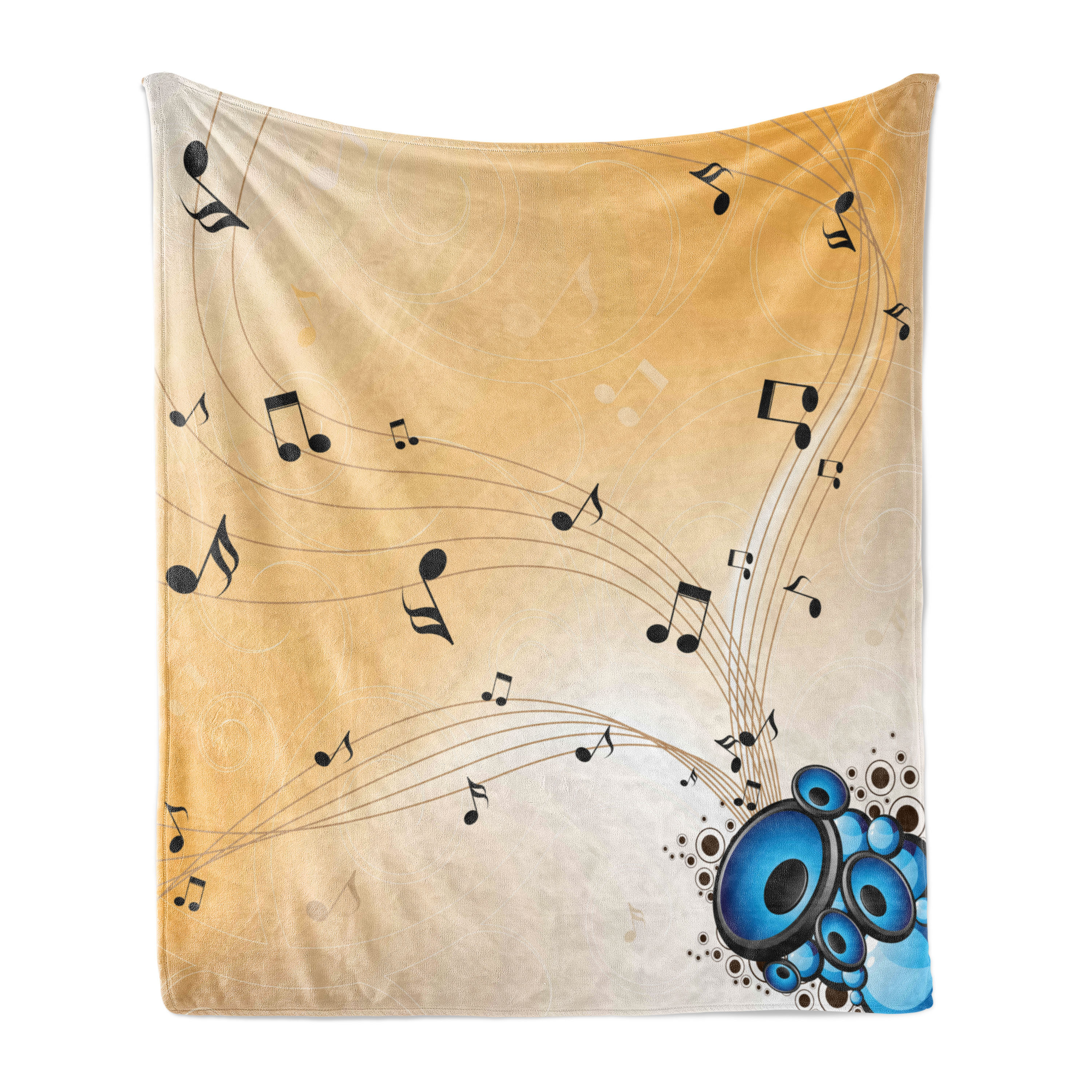 Ambesonne Music Fleece Throw Blanket Abstract Melodies Notes Black Blue ...