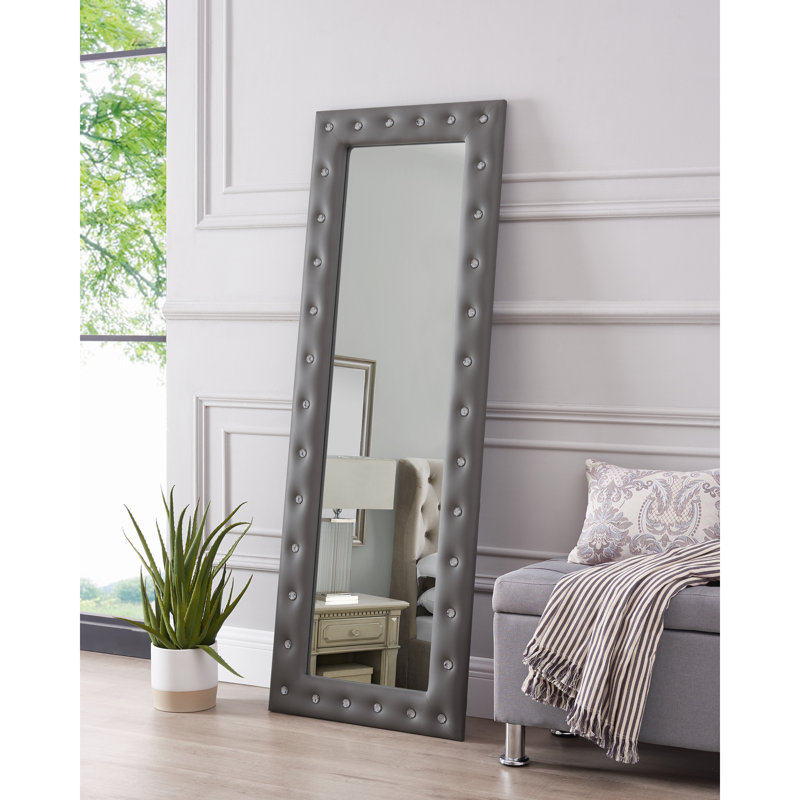 House of Hampton® Ennia Crystal Tufted Large Floor Mirror, 63"LX22"W ...