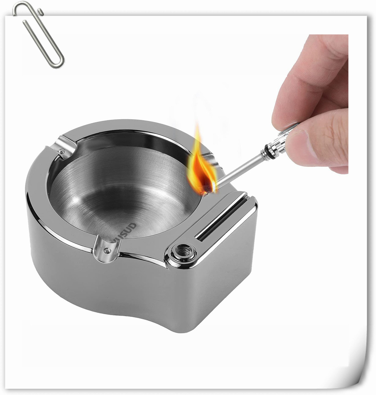 GLOBAL GIRLS LLC Large Cigarette Ashtray With Permanent Match Lighter ...