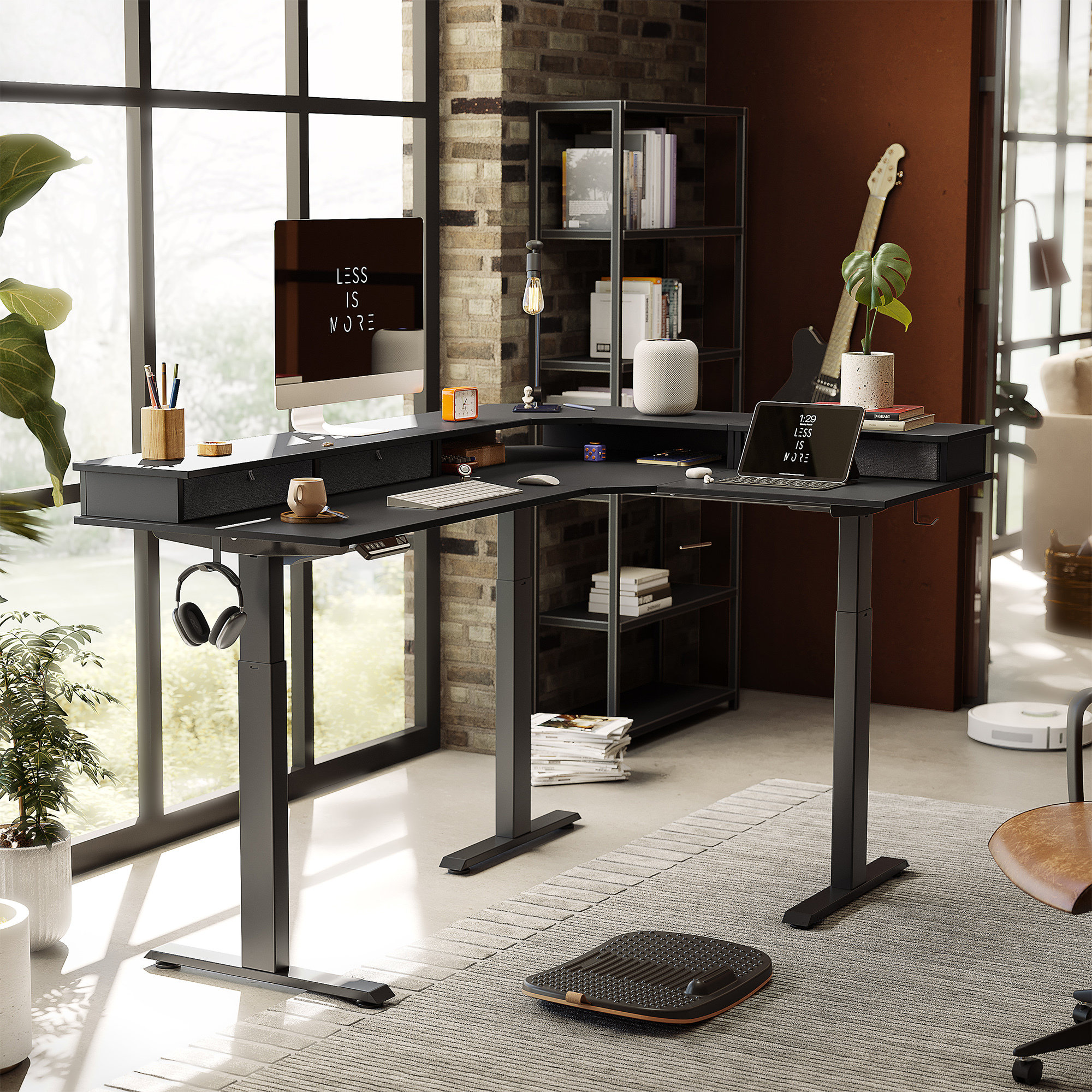 FEZIBO Color Adjustable L-Shaped Metal Base Standing Desk & Reviews ...