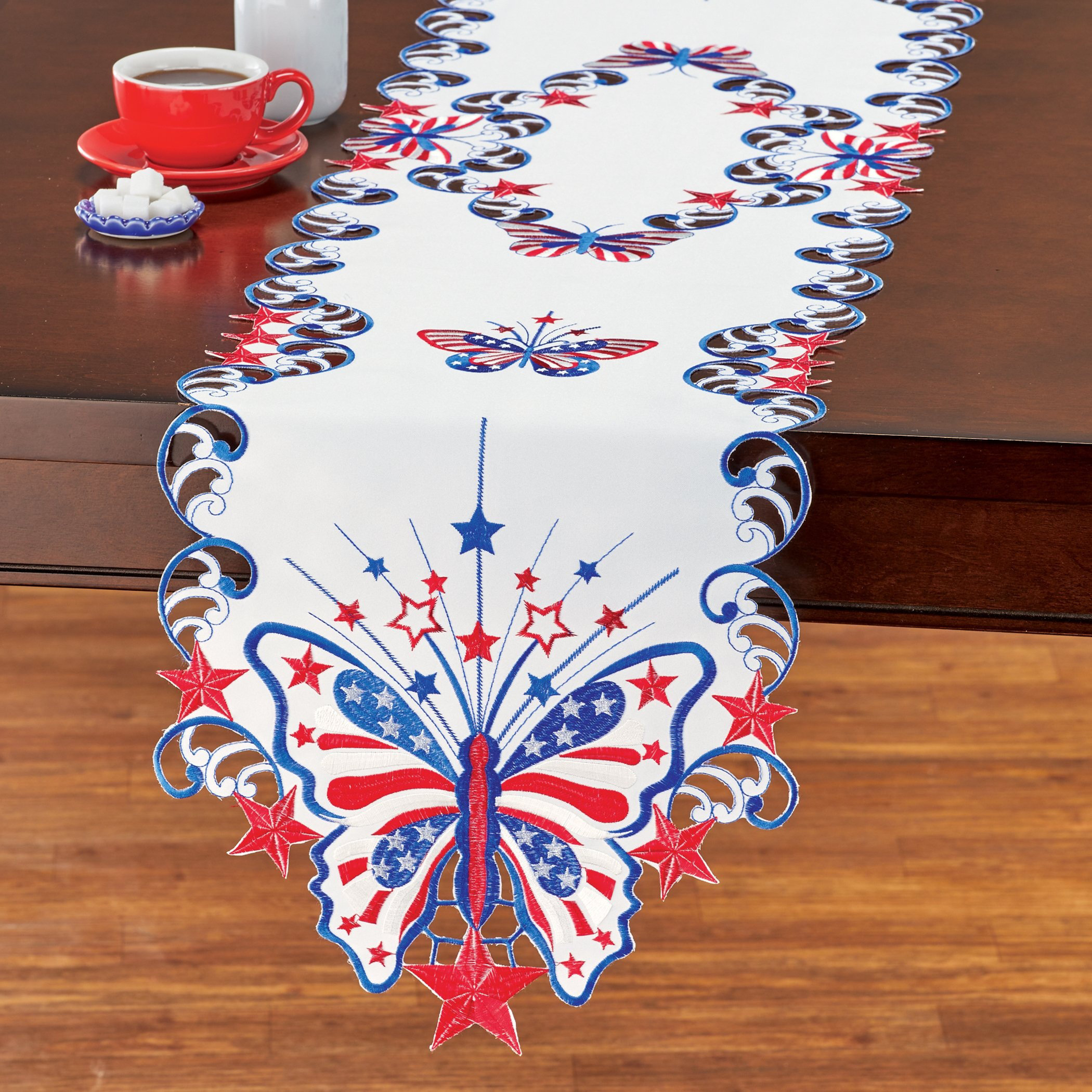 August Grove® Patriotic Butterfly Stars Cut-Out Table Linens | Wayfair