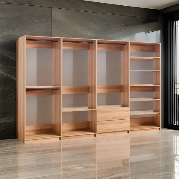 Benjara Dee Modular Freestanding Closet System, 4 Hanging Rods, 6 ...