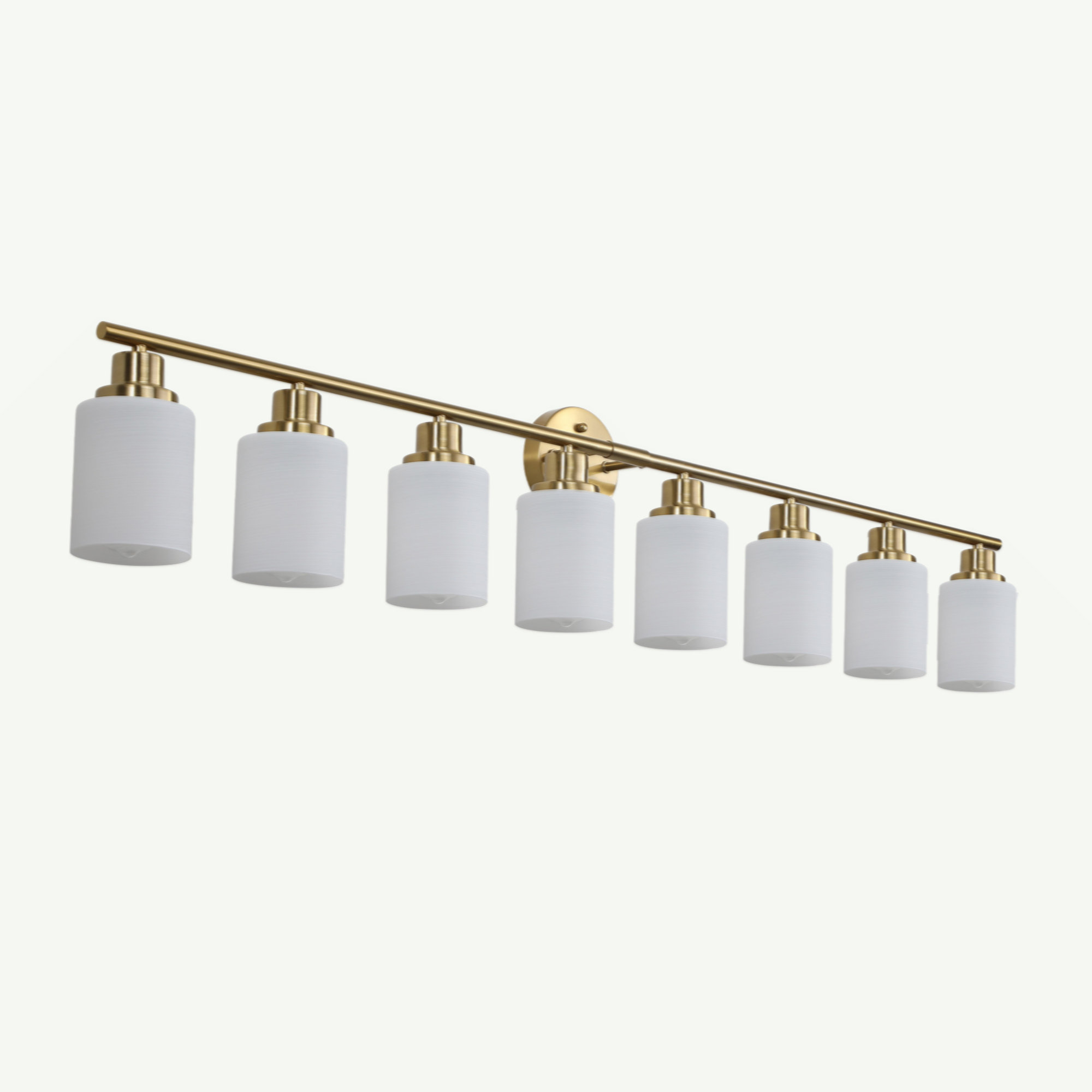 Everly Quinn 8-Light Golden Bathroom Vanity Light Fixture, Frosted ...