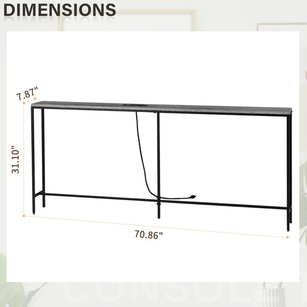 17 Stories Narrow Long Console Table With 2 Power Outlets & Reviews ...