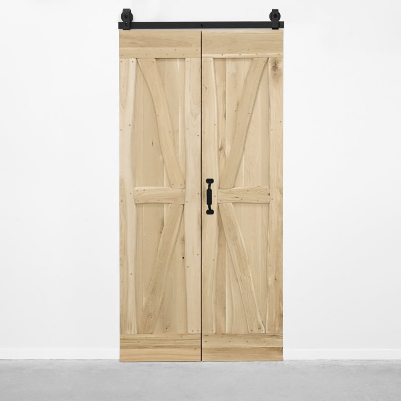 August Grove Hadria Single Bi-Folding System Solid Oak Barn Door ...
