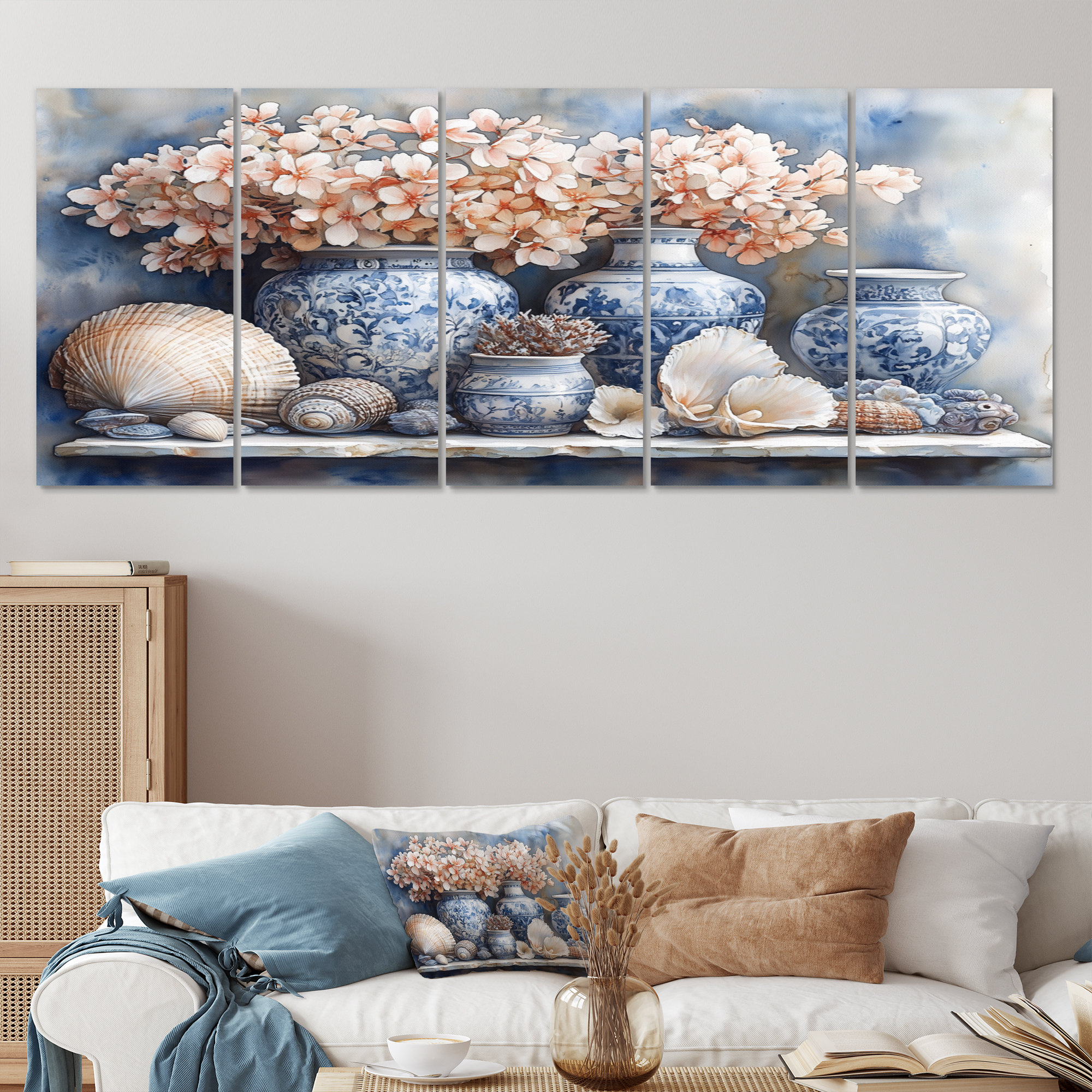 Beachcrest Home Pottery In Blue And White Tones II - Coastal Pottery ...