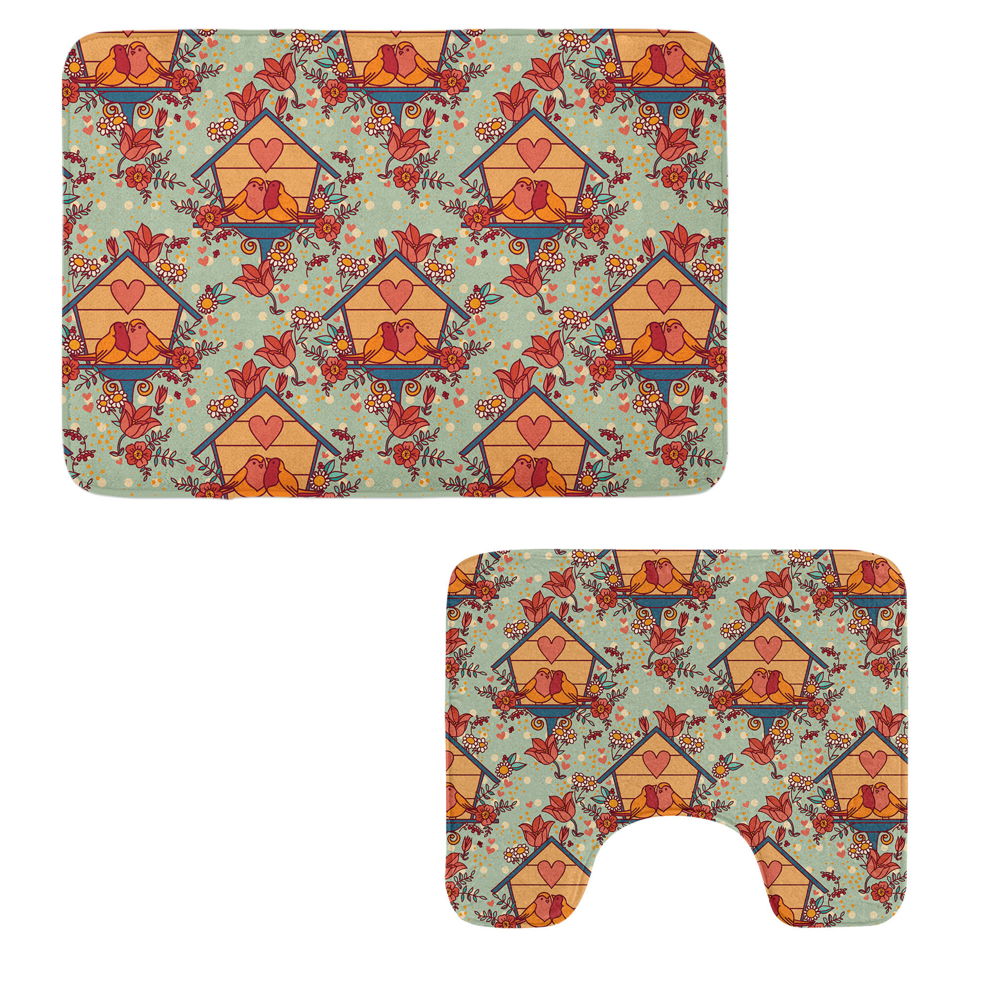 Dakota Fields Birdhouse Bathroom Rug Set 2 Pieces Rectangle & Contour ...
