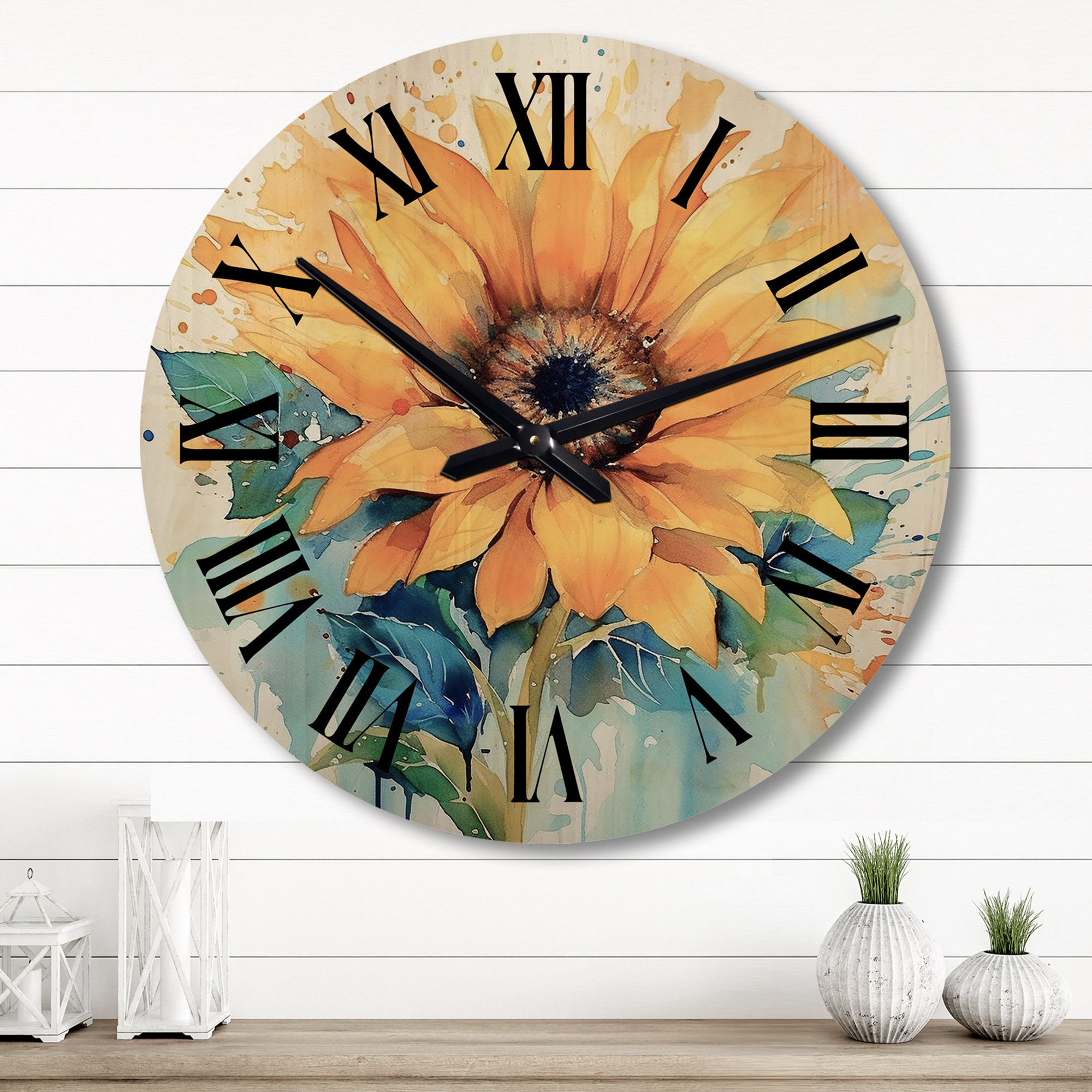 East Urban Home Yellow Blue Golden Sunflowers III - Sunflowers ...