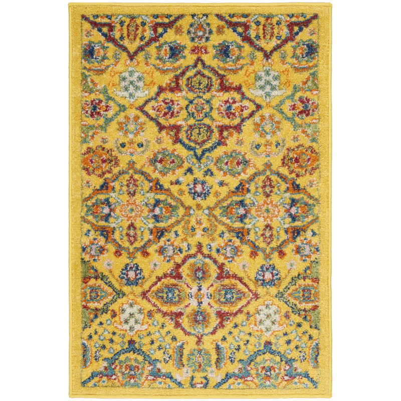 Bungalow Rose Weirton Floral Yellow Area Rug & Reviews | Wayfair