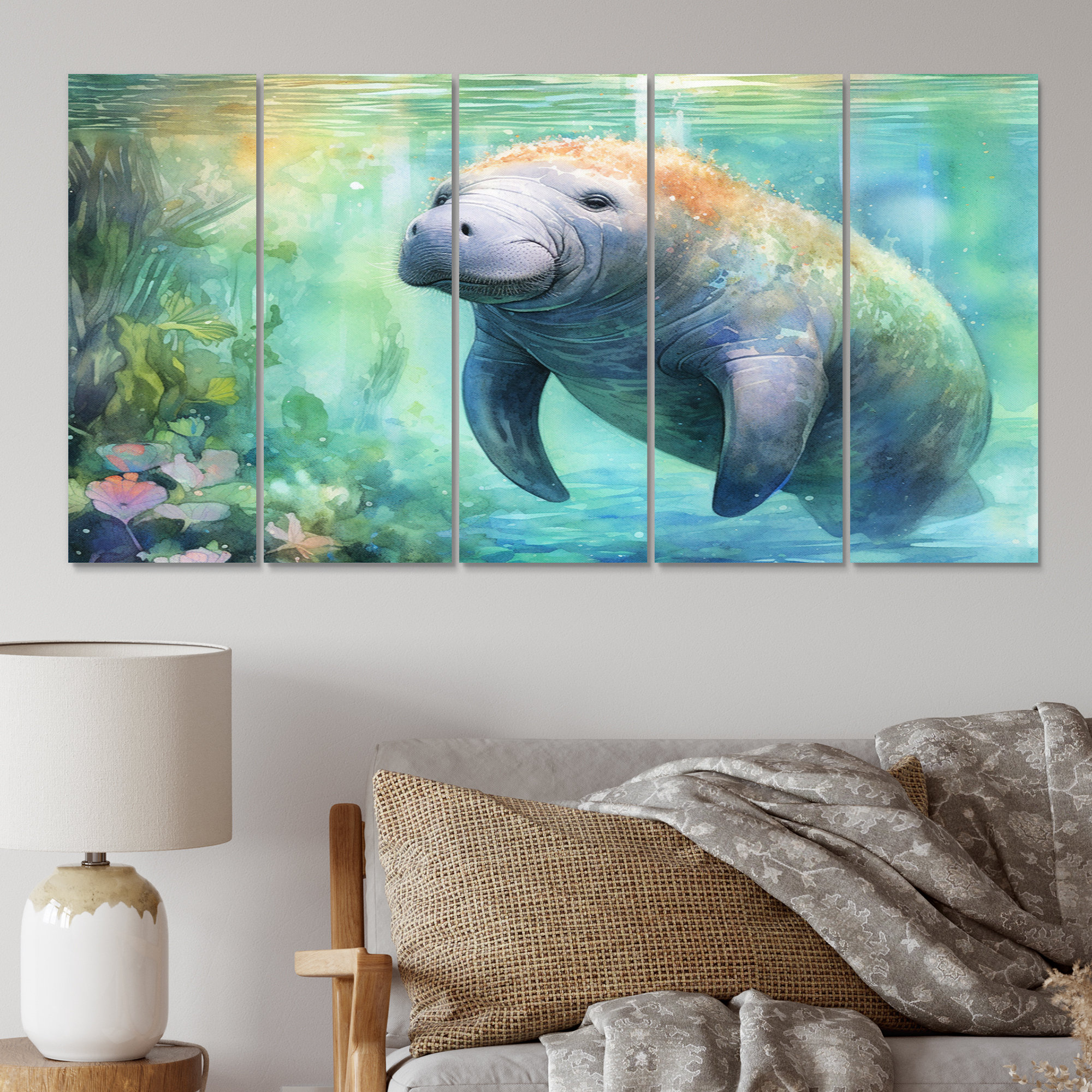 Bay Isle Home™ Gentle Manatee II - Animals Canvas Print - 5 Equal ...