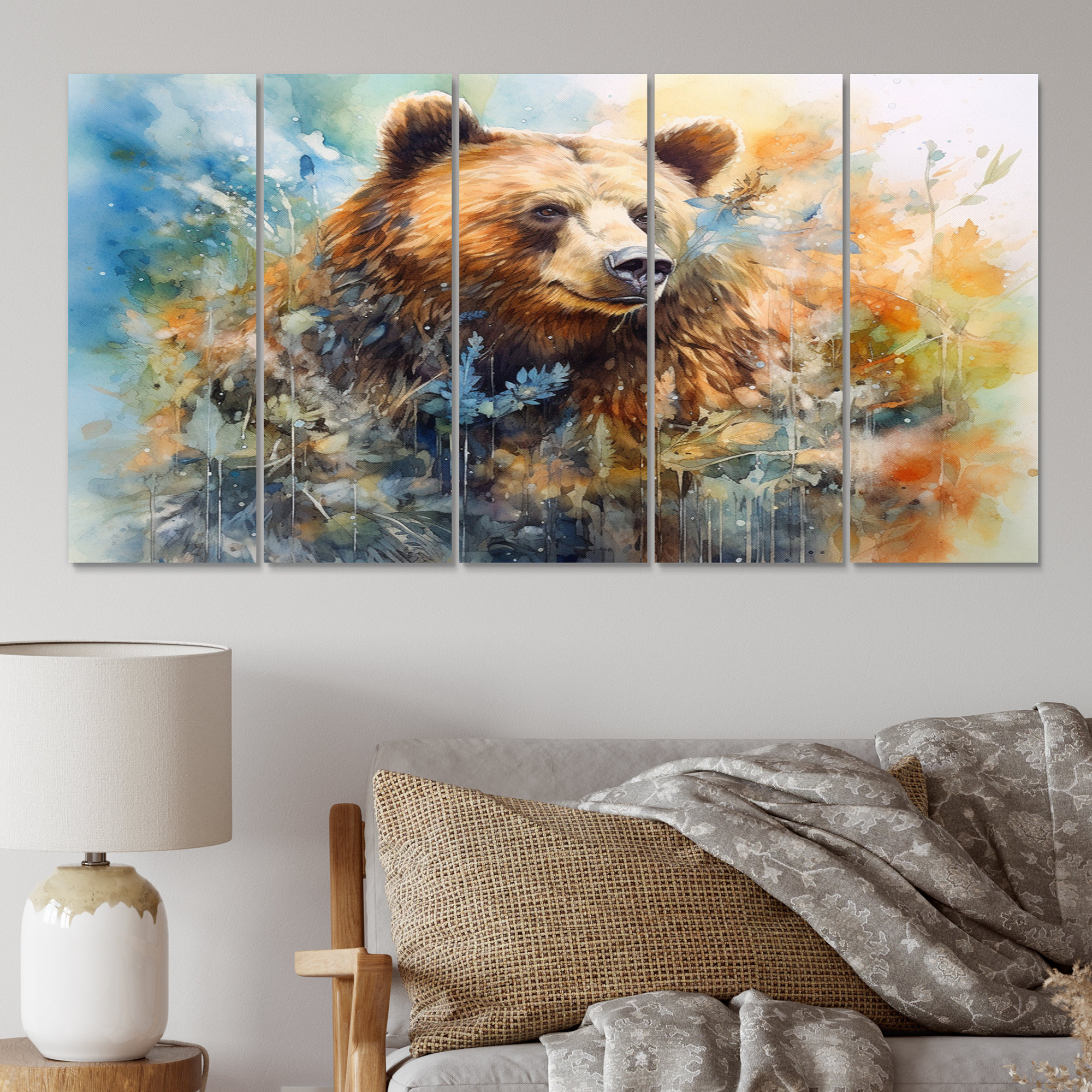 Loon Peak® Majestic Grizzly II - Animals Canvas Print - 5 Equal Panels ...