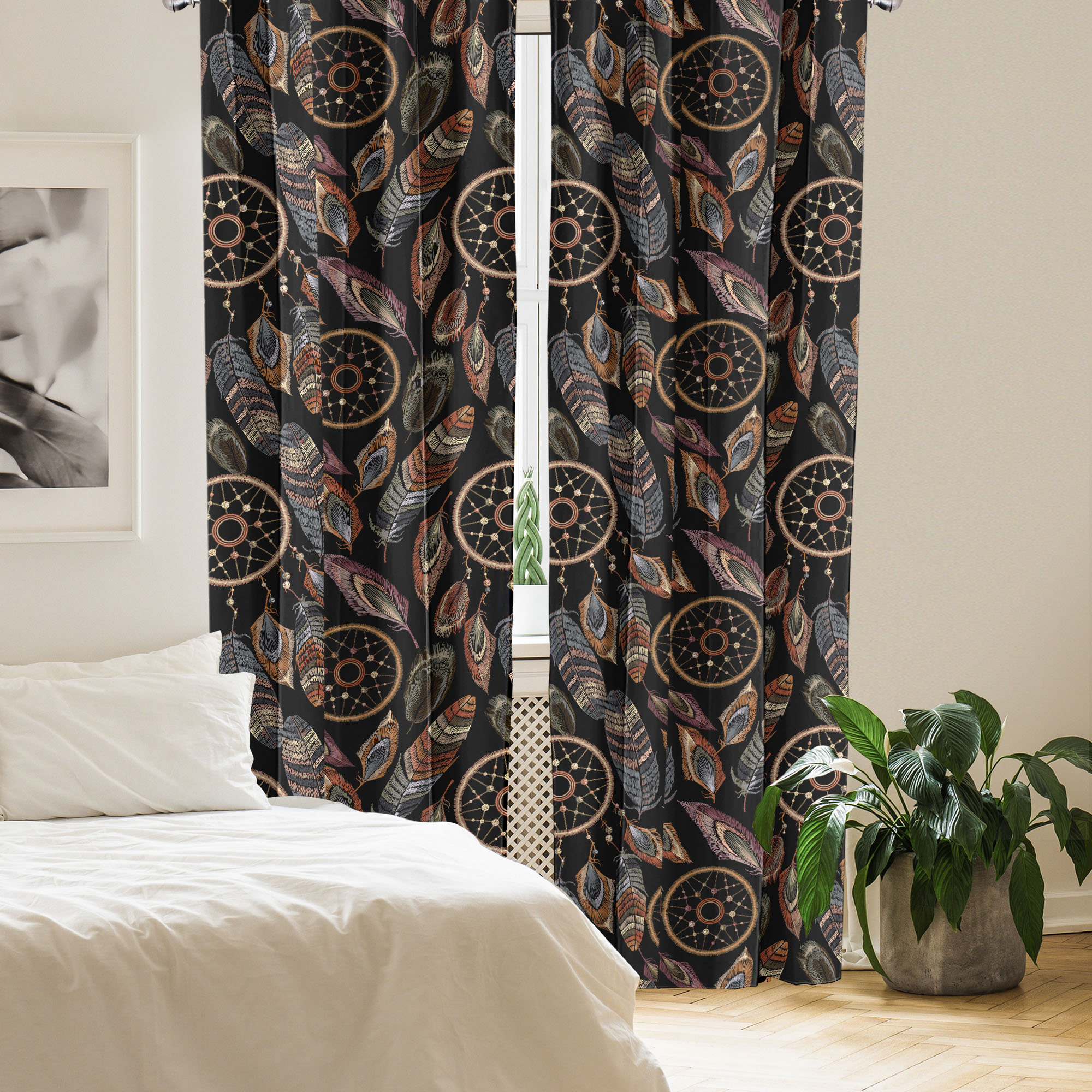 East Urban Home Dream Catcher Curtains Tribal Hoop Feathers Pair 427839 ...