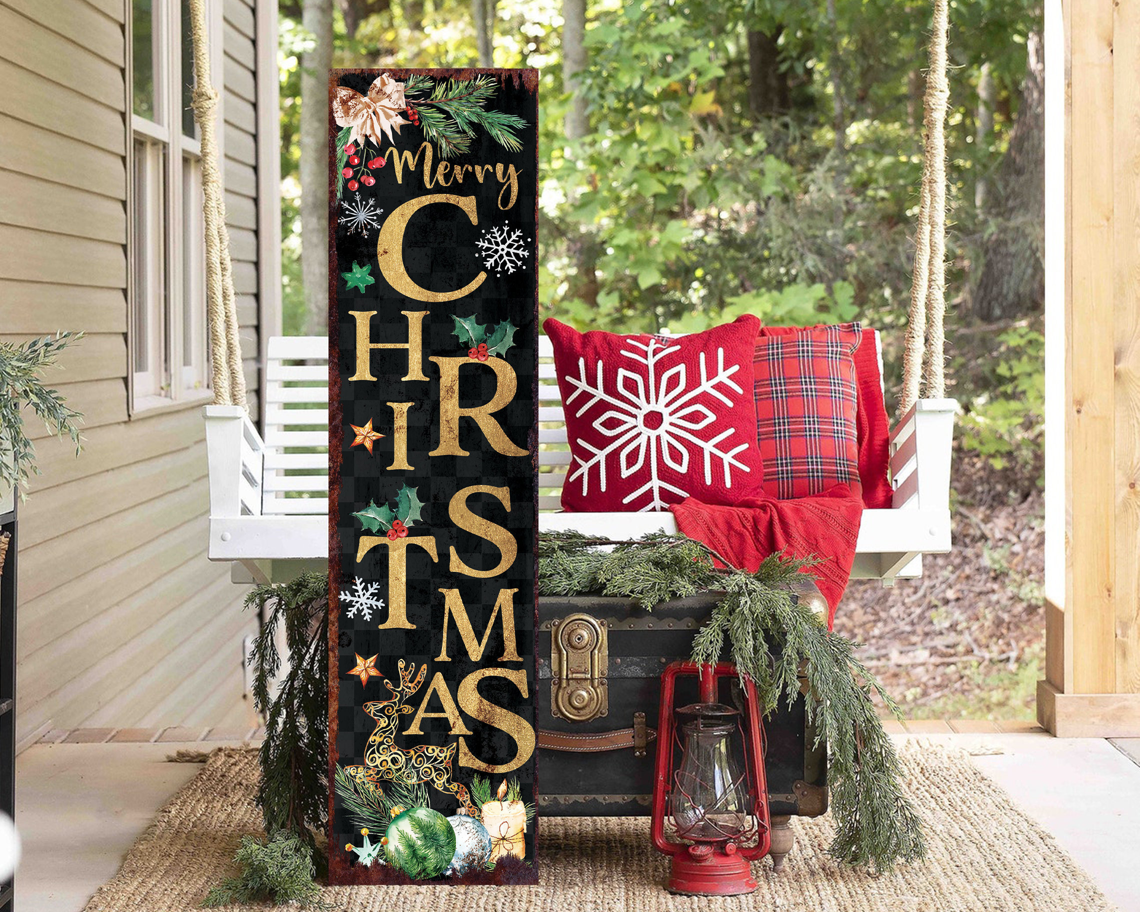 The Holiday Aisle® 36in Merry Christmas Sign for Front Porch | Wayfair