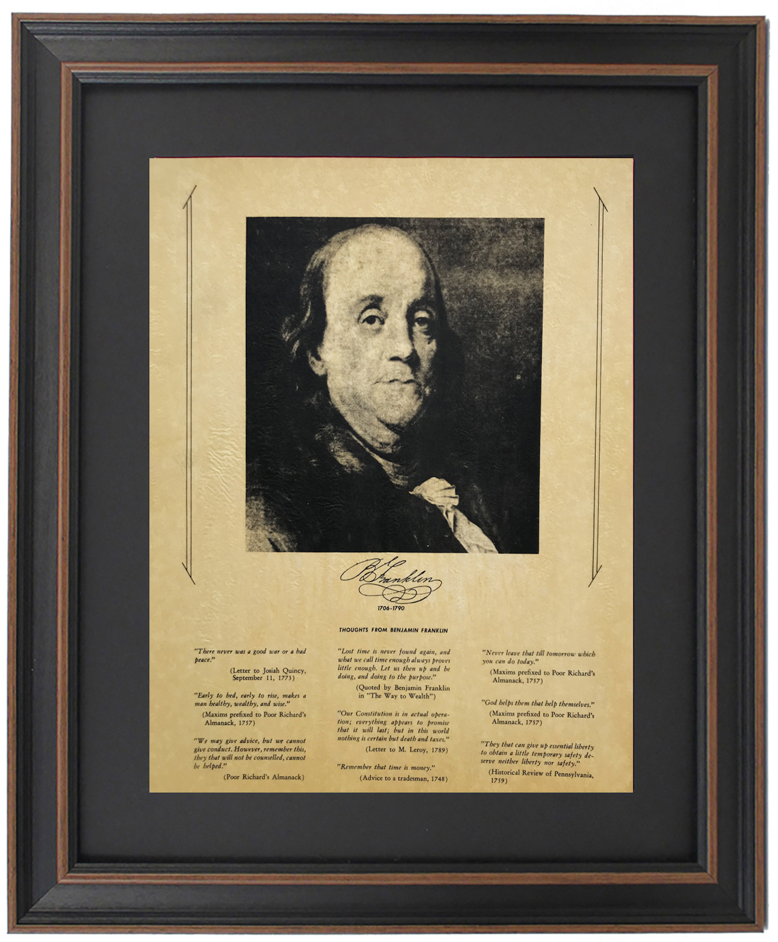 Alcott Hill® Benjamin Franklin Portrait and Quotes | Framed Textual Art ...