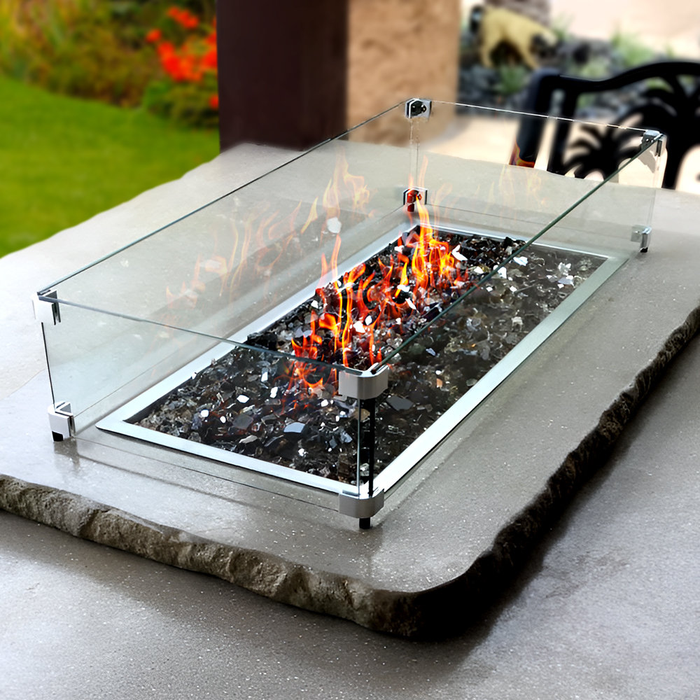 Holy Fire Rectangle Fire Pit Flame Guard (Glass) | Wayfair