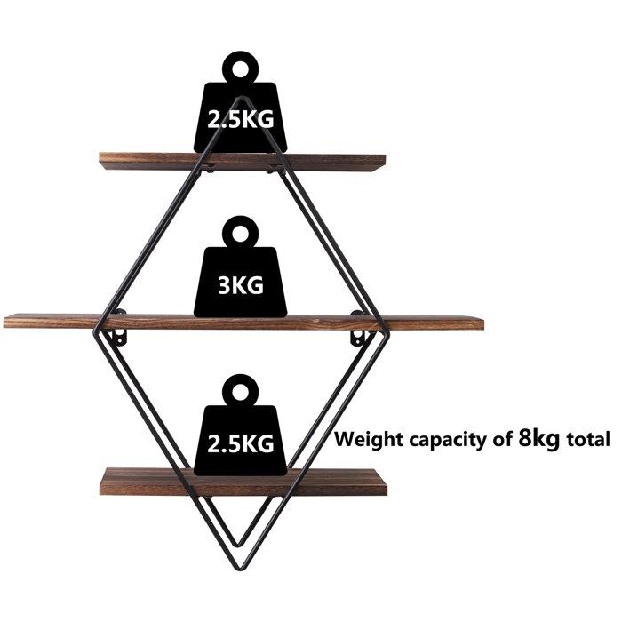 Steelside™ Alaina 3 Piece Diamond Floating Shelf & Reviews | Wayfair