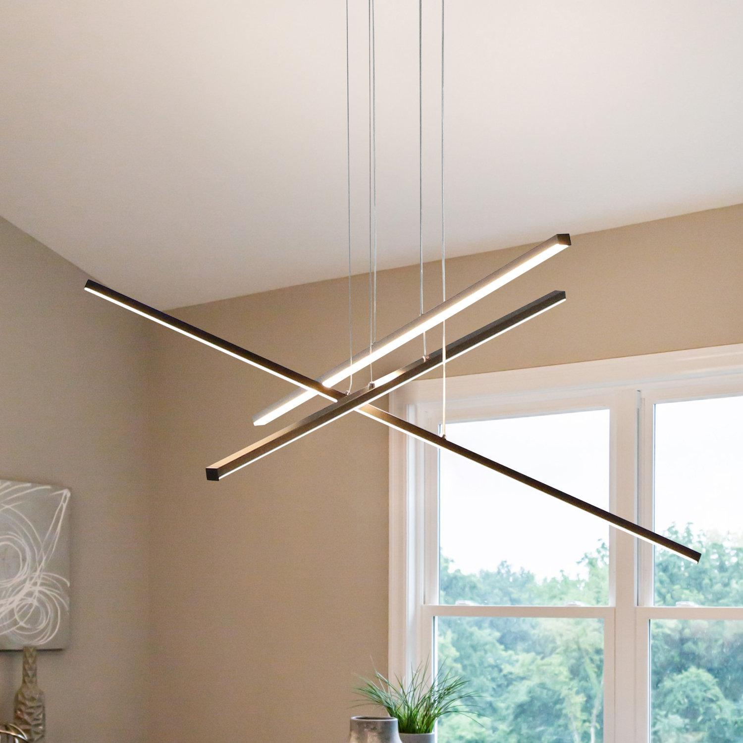 Ivy Bronx Maritza 3-Light LED Modern Chandelier Line Pendant Light ...