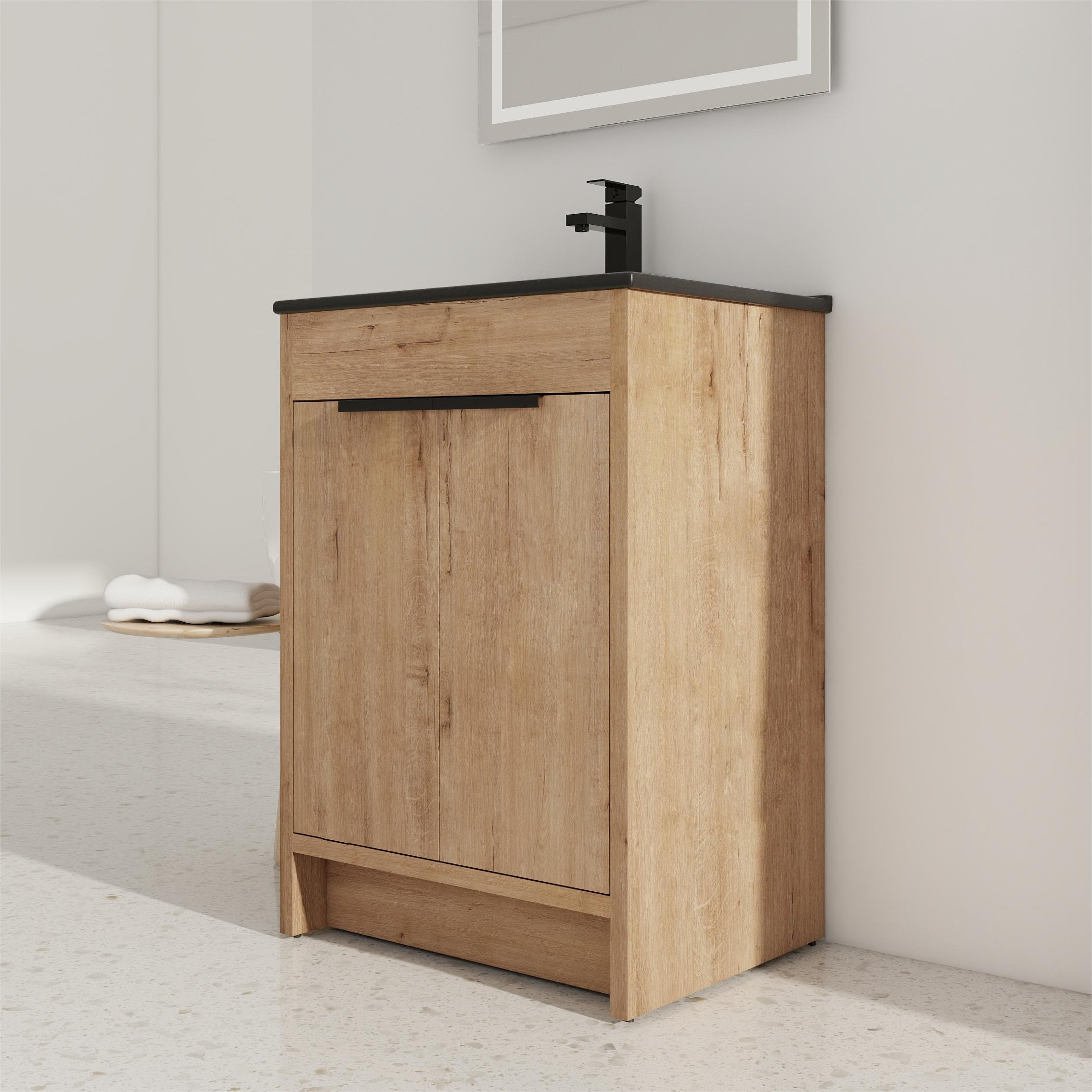 Millwood Pines Meuble-lavabo simple autoportant 24 po avec plateau en ...