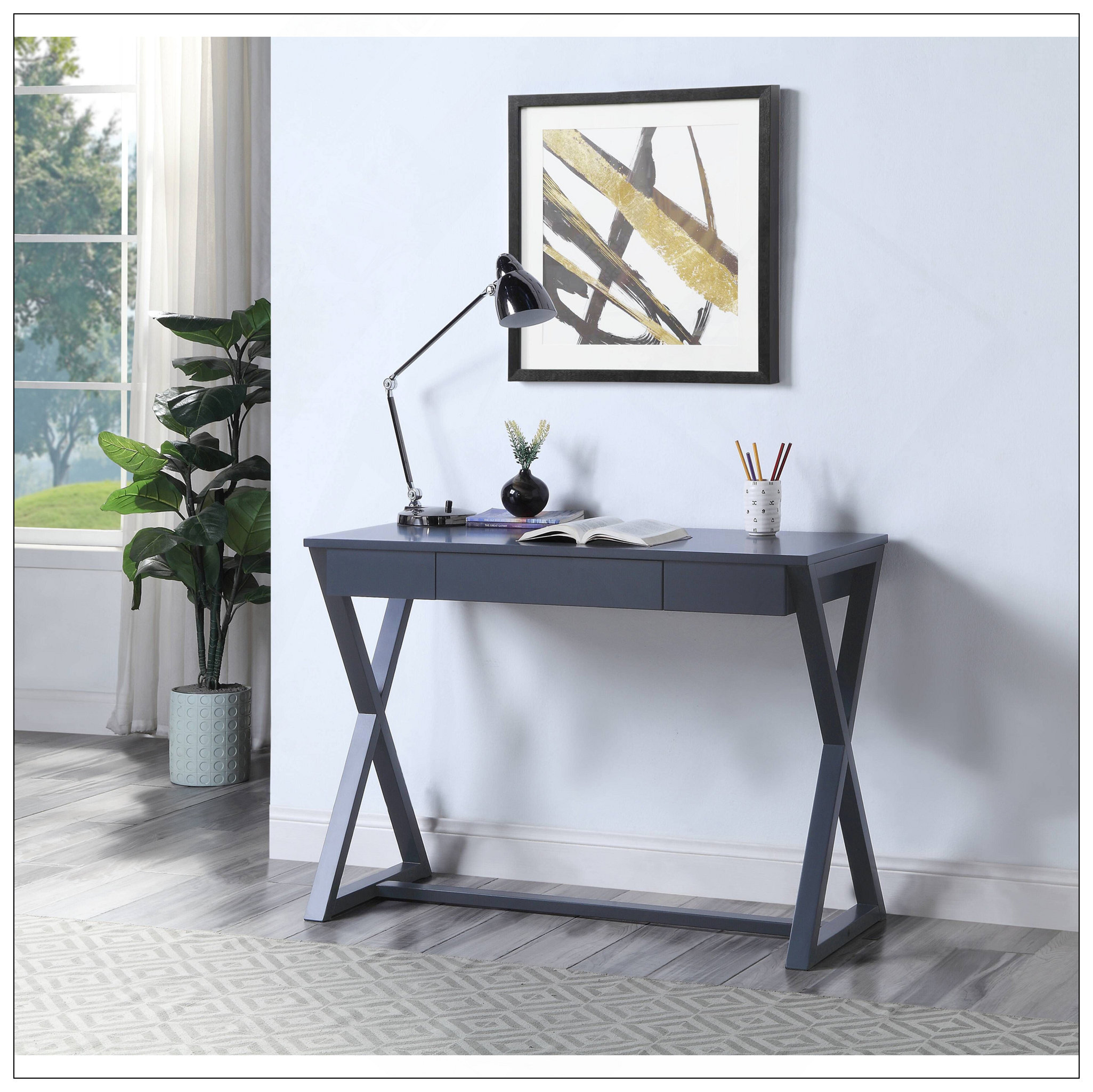 Ebern Designs Versatile Charcoal Finish Console Table For Stylish ...
