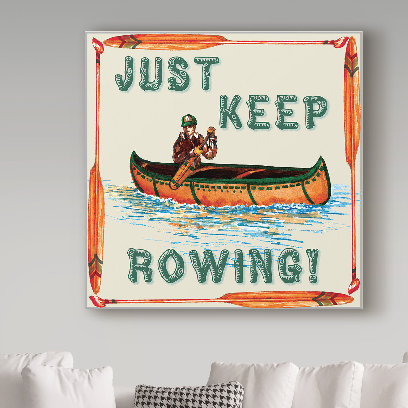 Trademark Fine Art 'Keep Rowing' Graphic Art Print on Wrapped Canvas ...