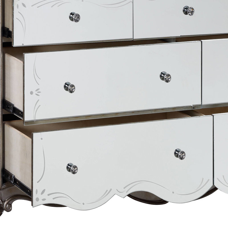 Rosdorf Park Jenora Sequoia Antique Champagne and Mirrored 7-Drawer ...