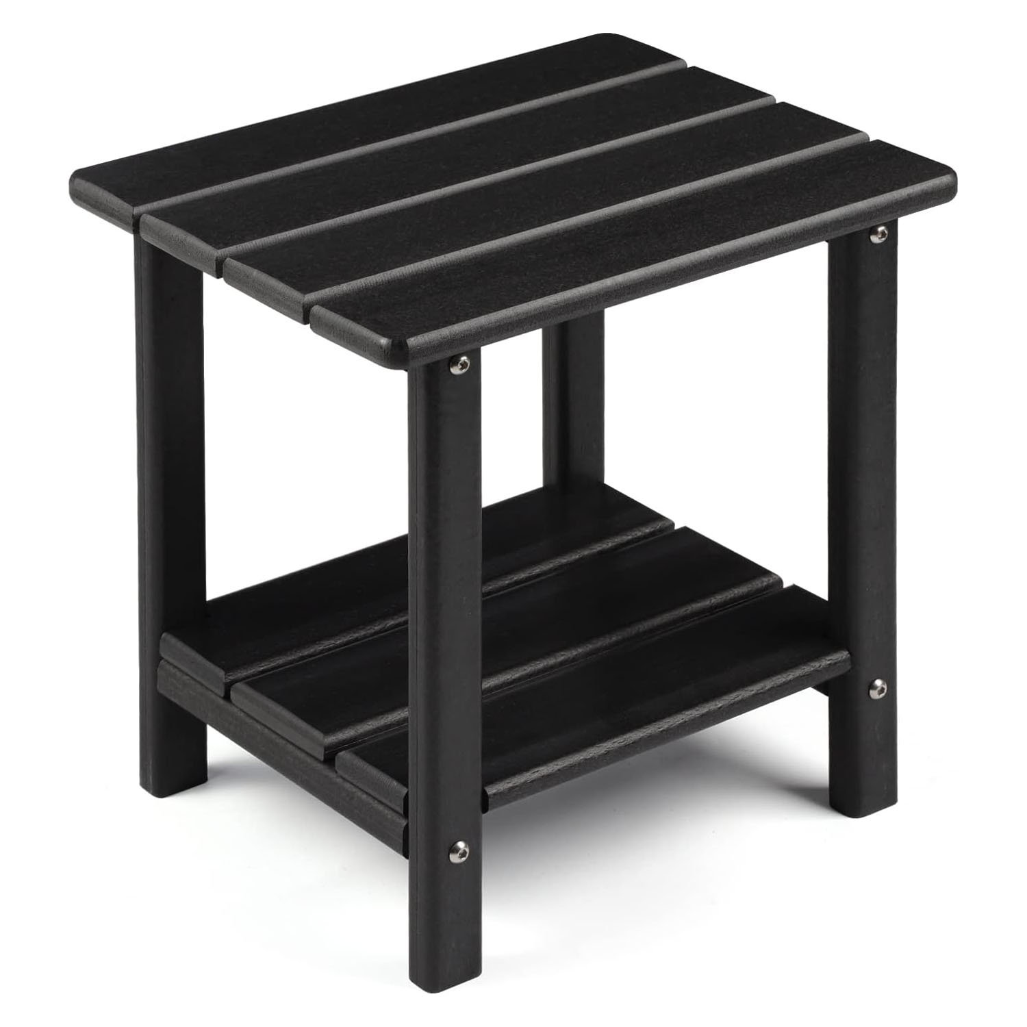 TIFONE Outdoor Side Table, 2-Tier Sturdy Patio End Table Weather ...