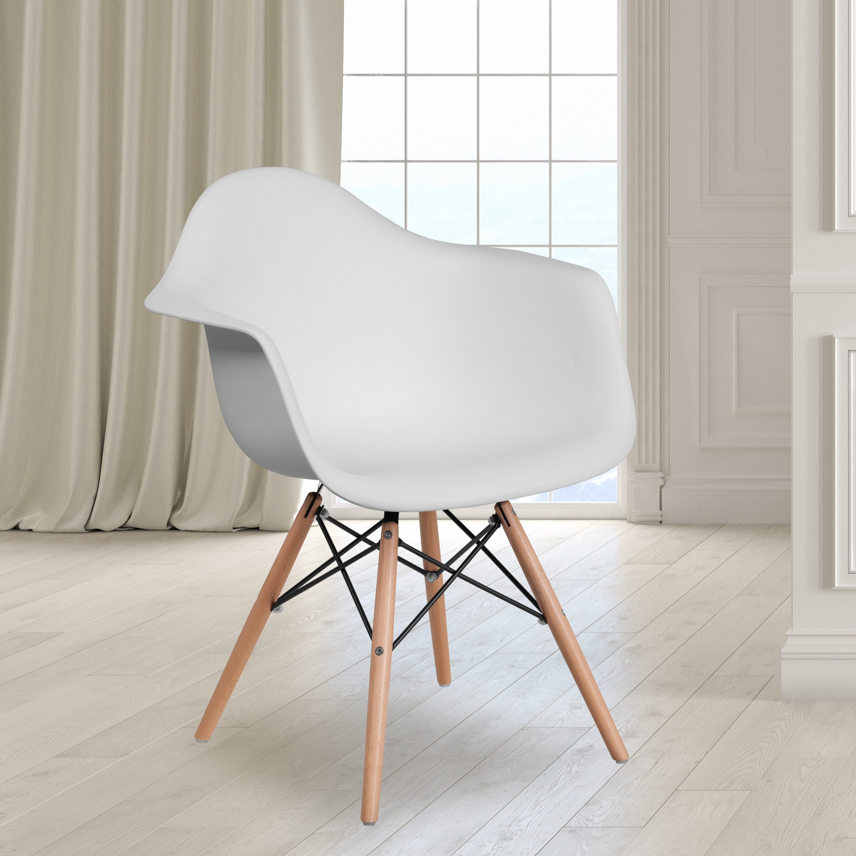 The Twillery Co.® Herculaneum Plastic Chair with Arms and Wooden Legs ...