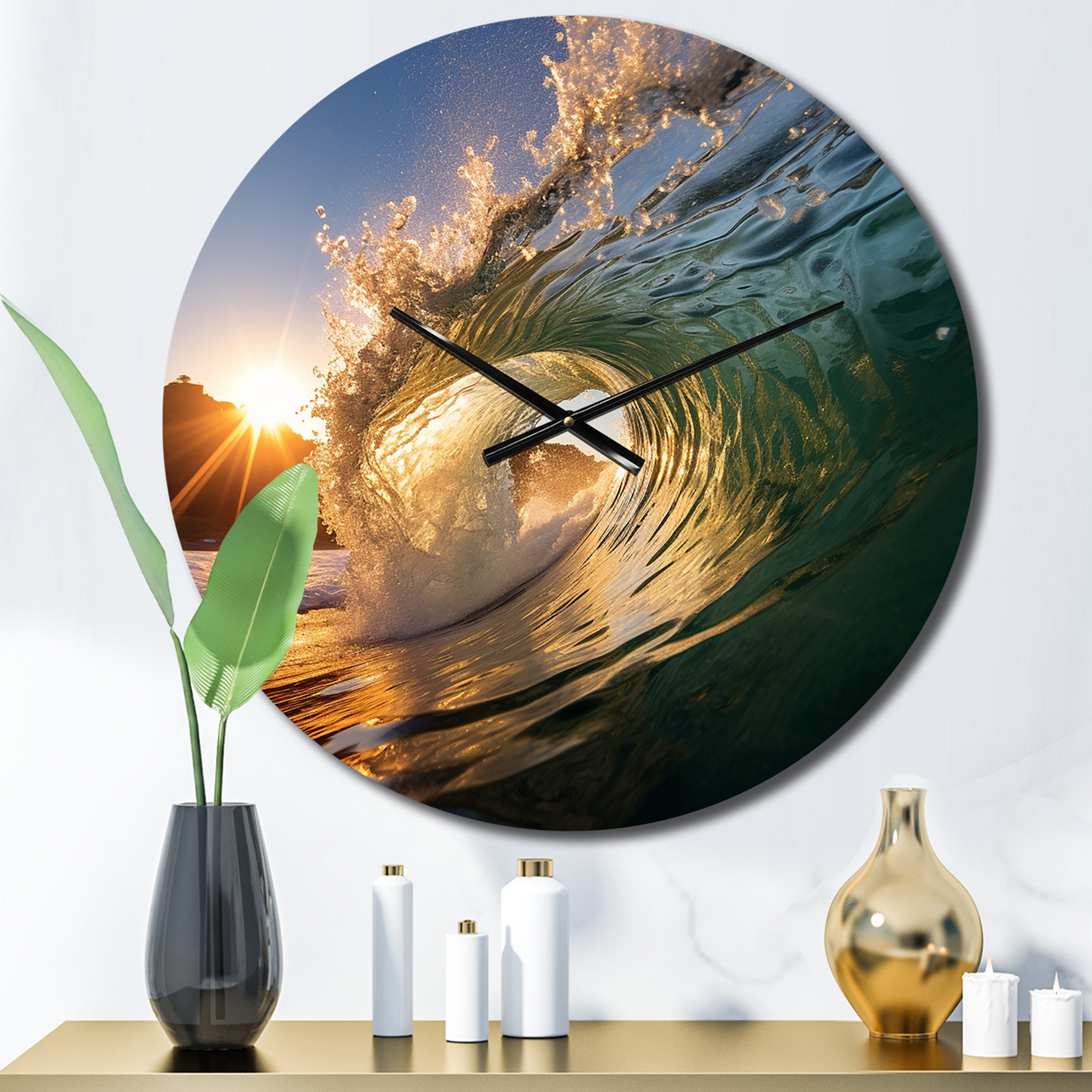 Design Art Sunshine Through The Breaking Waves I - Coastal Waves Wall ...