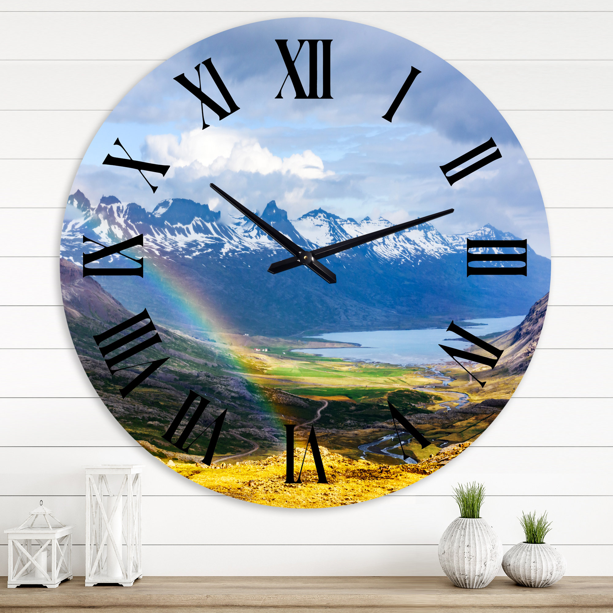 East Urban Home IceLandic Landscape With Fjord and Rainbow ...