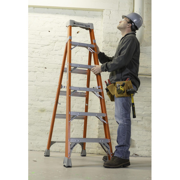 Louisville Ladder 10 ft. Fiberglass Cross Step Ladder with 300 lbs ...